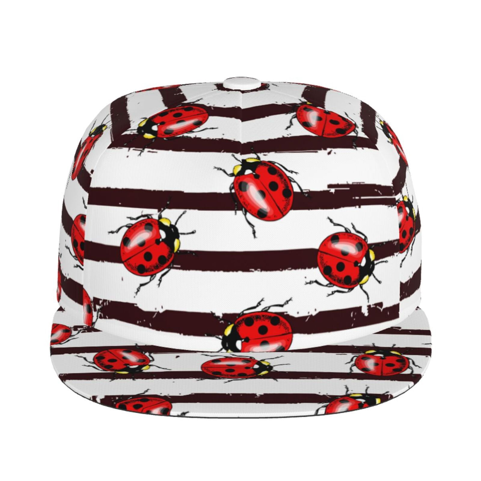 Uemuo Ladybugs on Black and White Striped1 Pattern Women's Baseball Cap ...