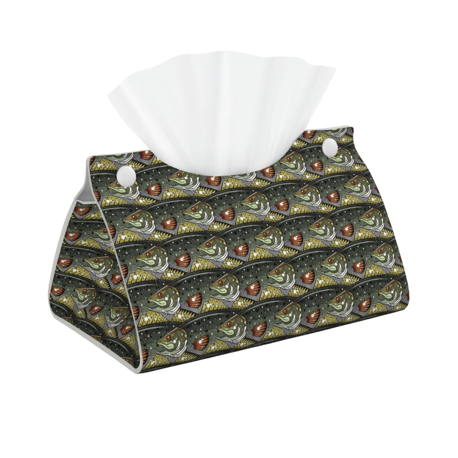 Uemuo Largemouth Bass Fish Pattern Tissue Box Cover Holder, Triangle ...
