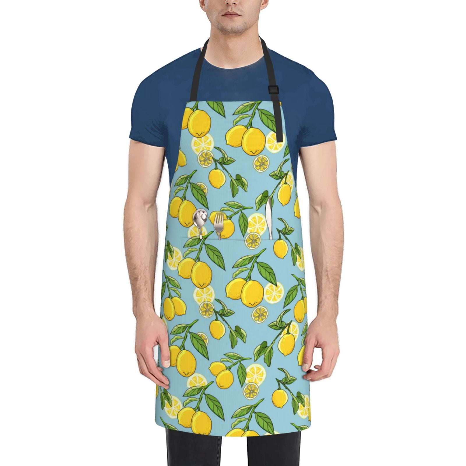 Uemuo Lemon (3) Pattern Waterproof Apron Adjustable Dishwasher Apron ...