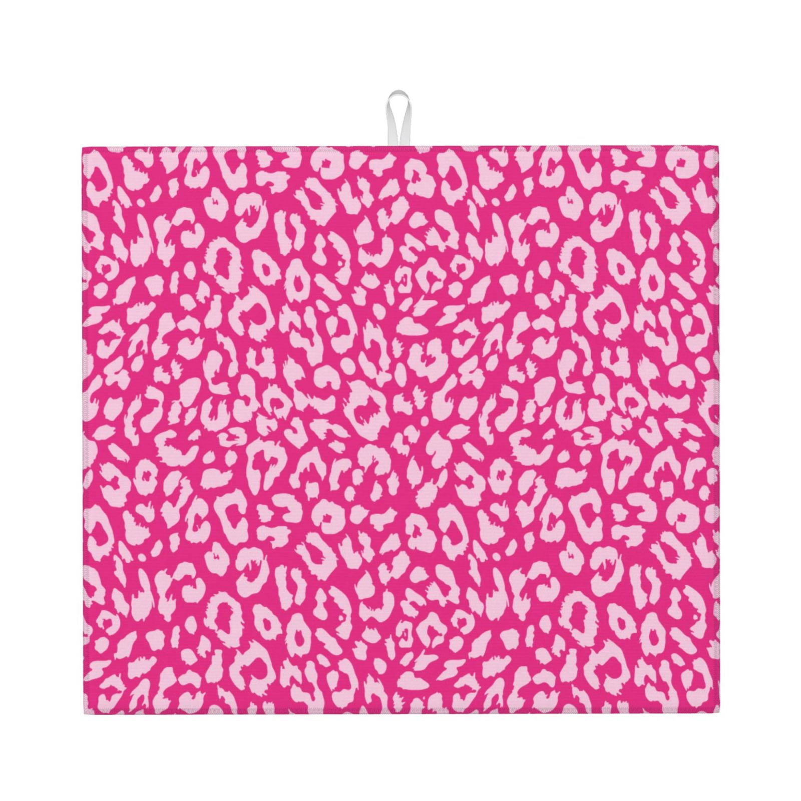 Uemuo Leopard Pattern Dish Drying Mat,16*18 inch Absorbent Dish Drainer ...