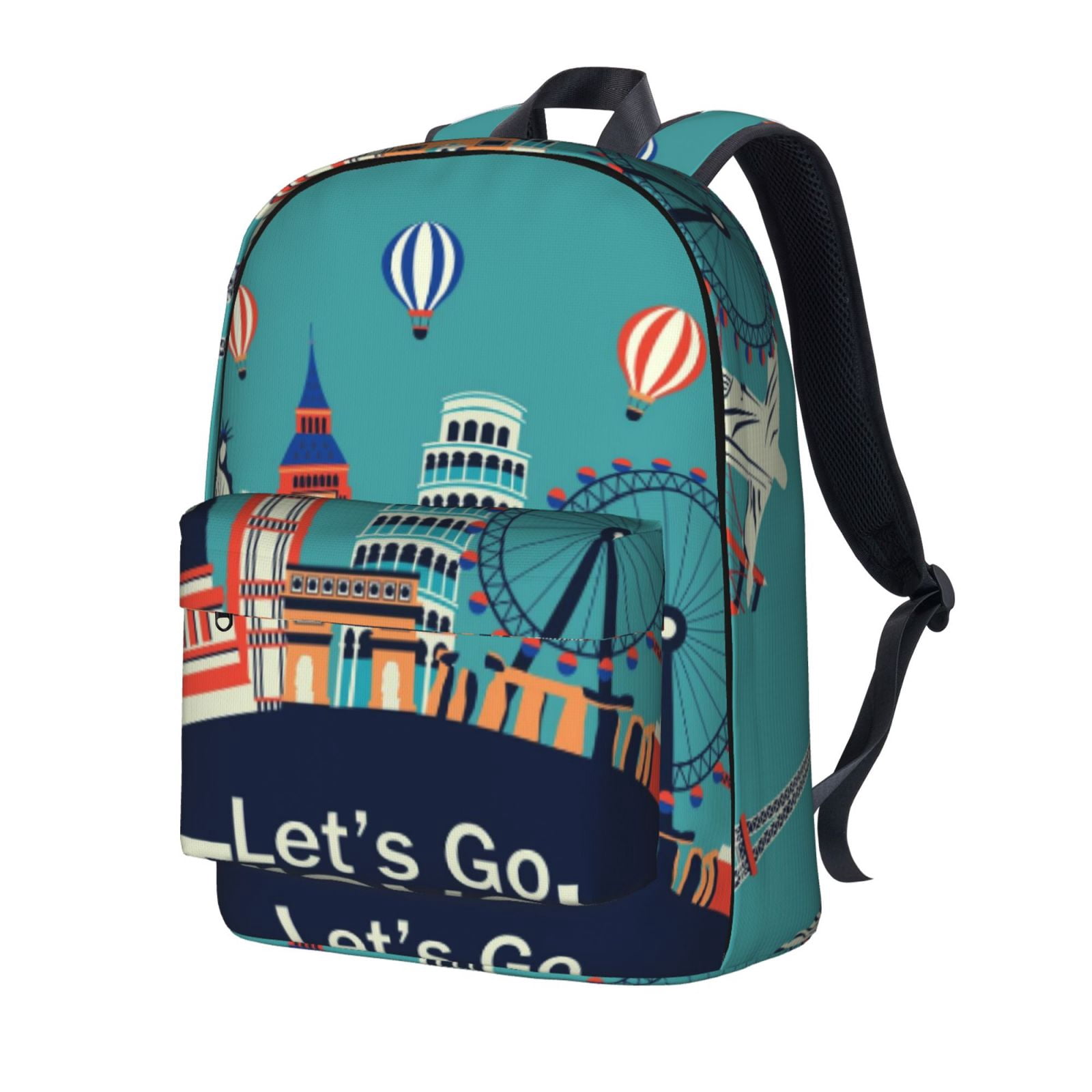 Uemuo Let's go Travel Pattern Backpack for Work and Travel - Durable ...