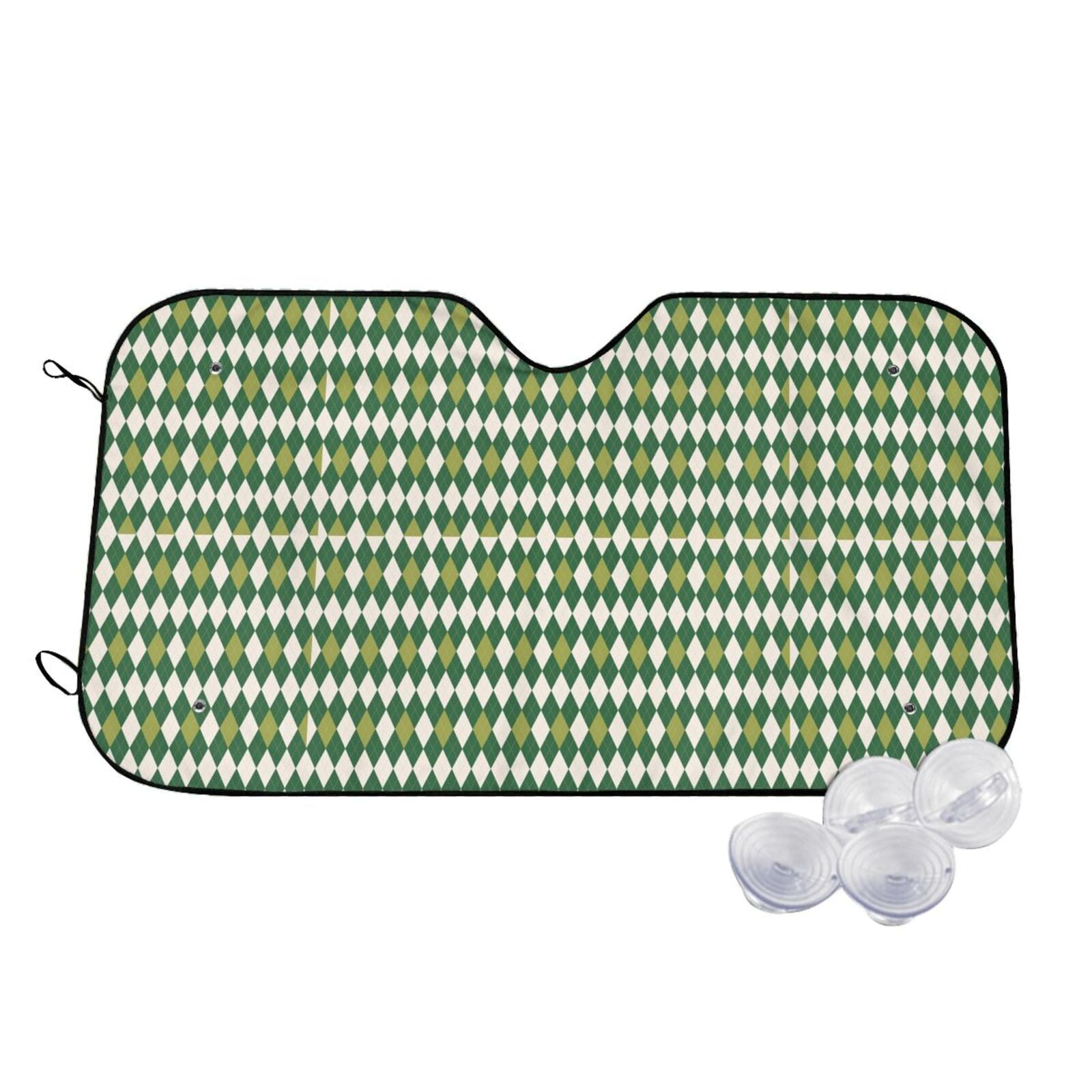 Uemuo Light Green Squares Pattern Accordion Car Windshield Sun Shade ...
