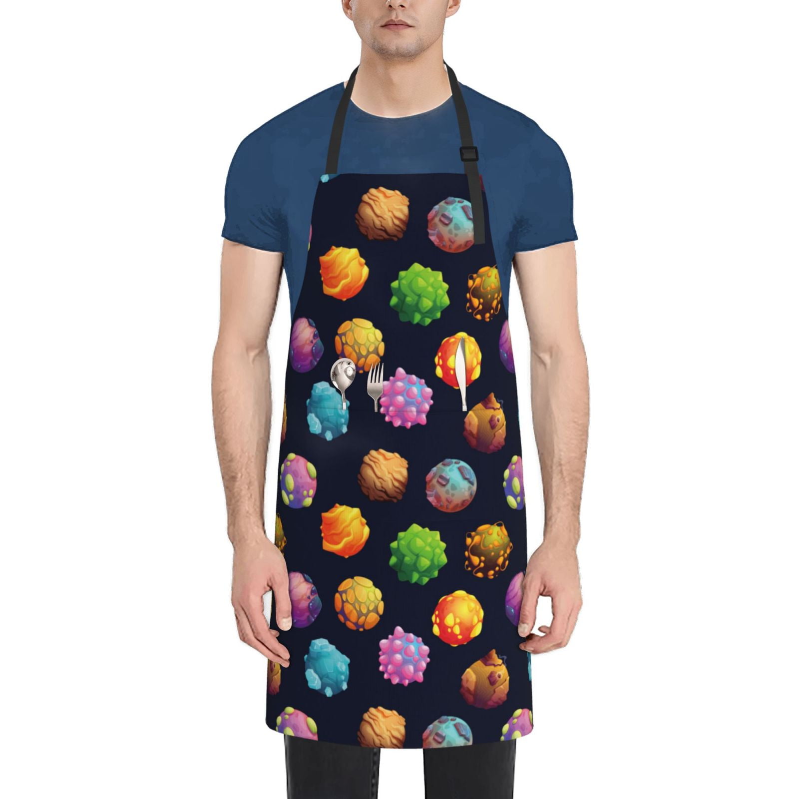 Uemuo Lovely Planet Pattern Waterproof Apron Adjustable Dishwasher ...