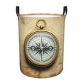 Uemuo Magnetic Old Compass On World Map Pattern Circular Laundry Hamper ...