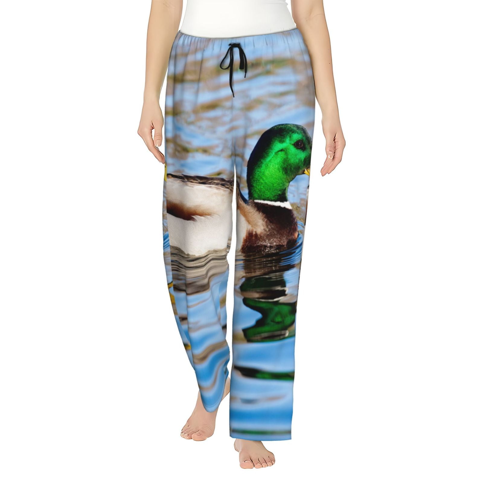 Uemuo Mallard Duck Swimming In A River Pattern Women's Wide Leg Palazzo ...