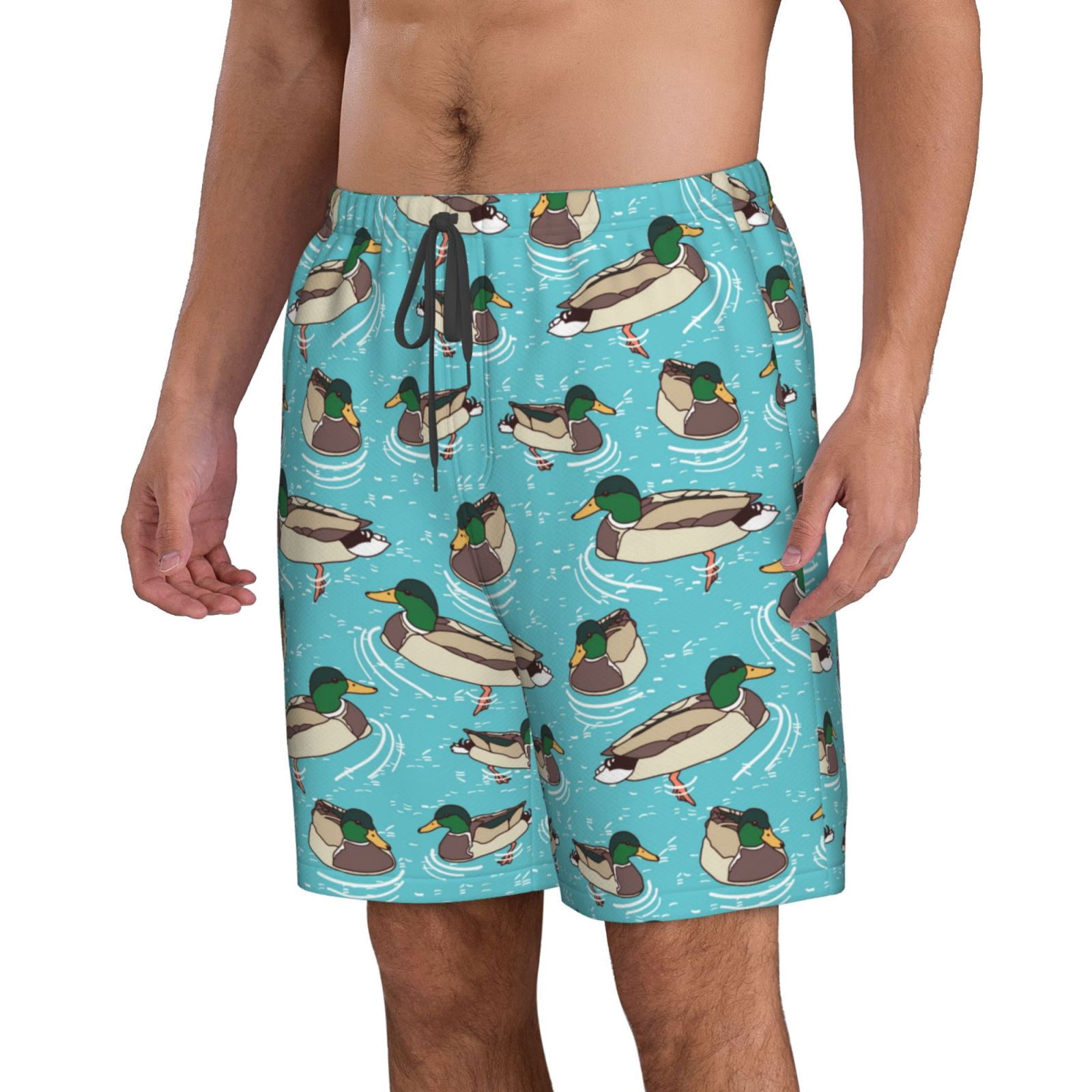 Uemuo Mallard Ducks Swimming In The Lake Pattern Men's Swim Trunks ...