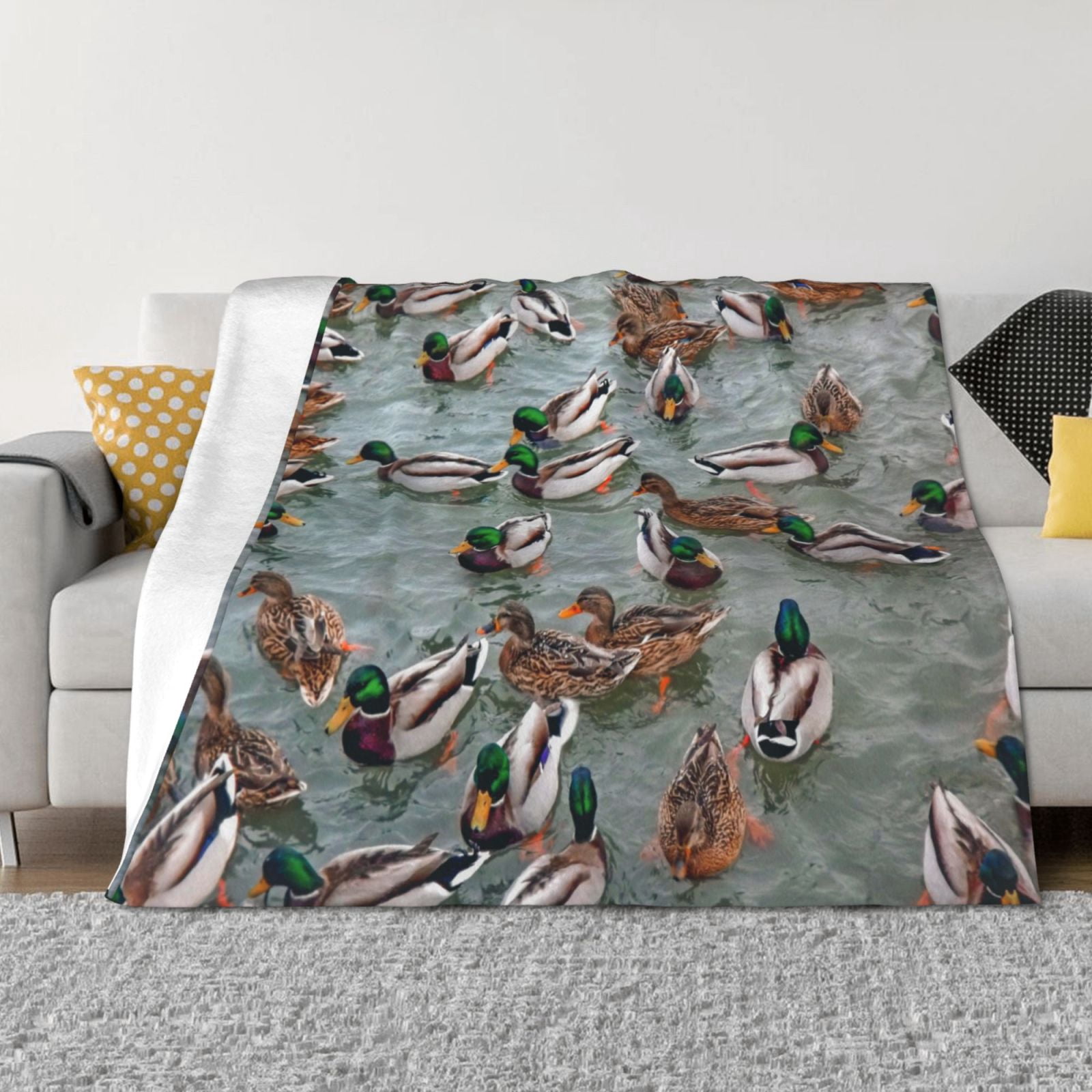 Uemuo Mallard Ducks Swimming Printed Throw Blanket for Couch, Fluffy ...