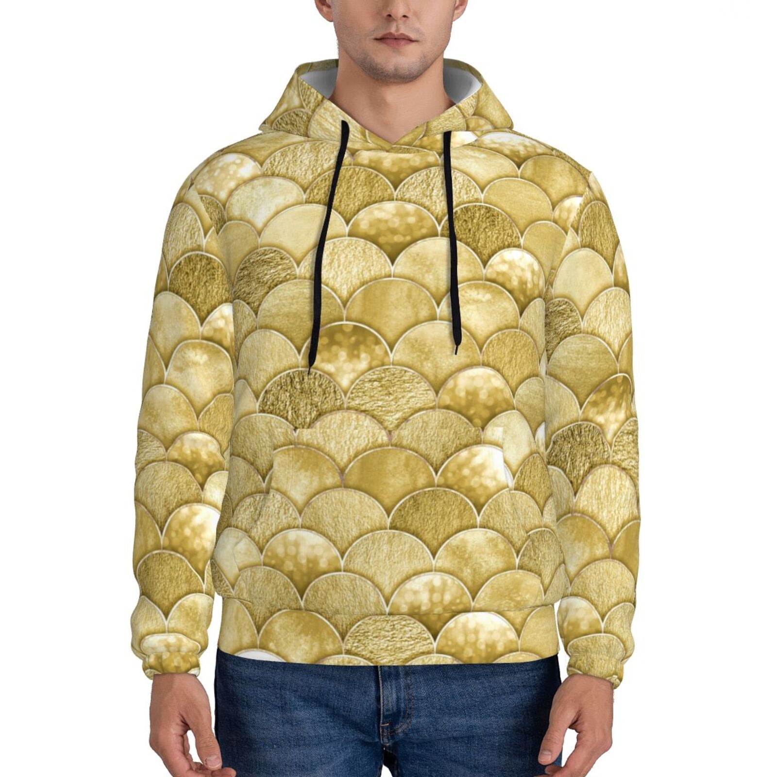 Uemuo Mermaid Fish Scale Pattern Men's Hoodie - Casual Pullover Hoodie ...