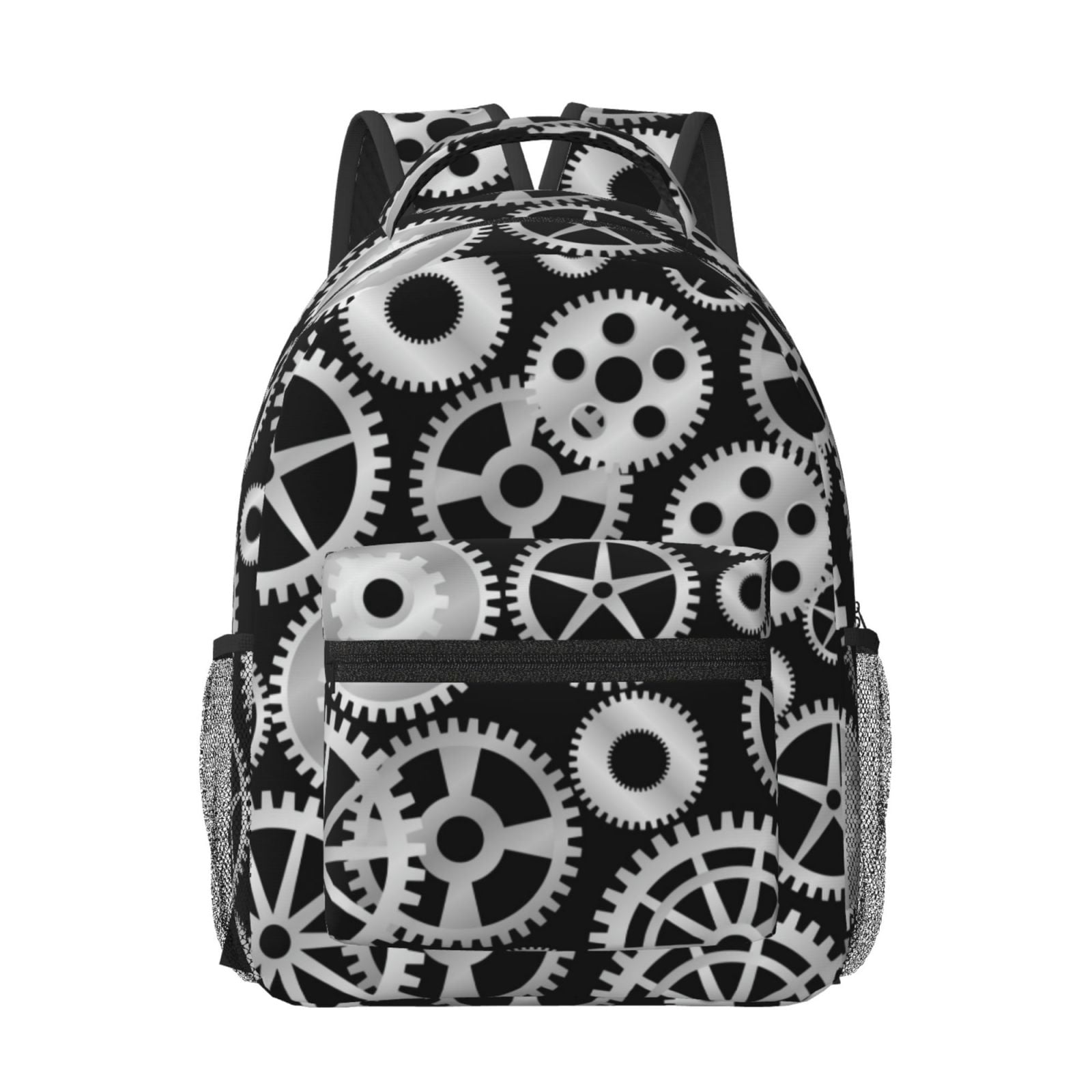 Uemuo Metallic Gears Printed Student Durable Water-resistant Backpack ...