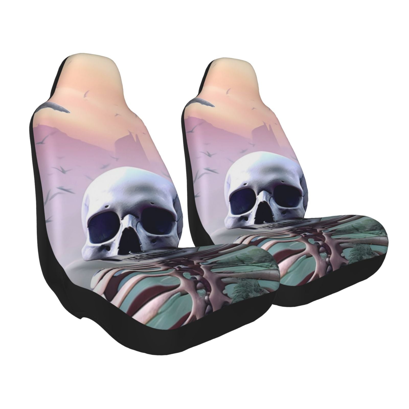 Uemuo Mist Sunflower Skull Pattern Car Seat Covers for Front Seats ...