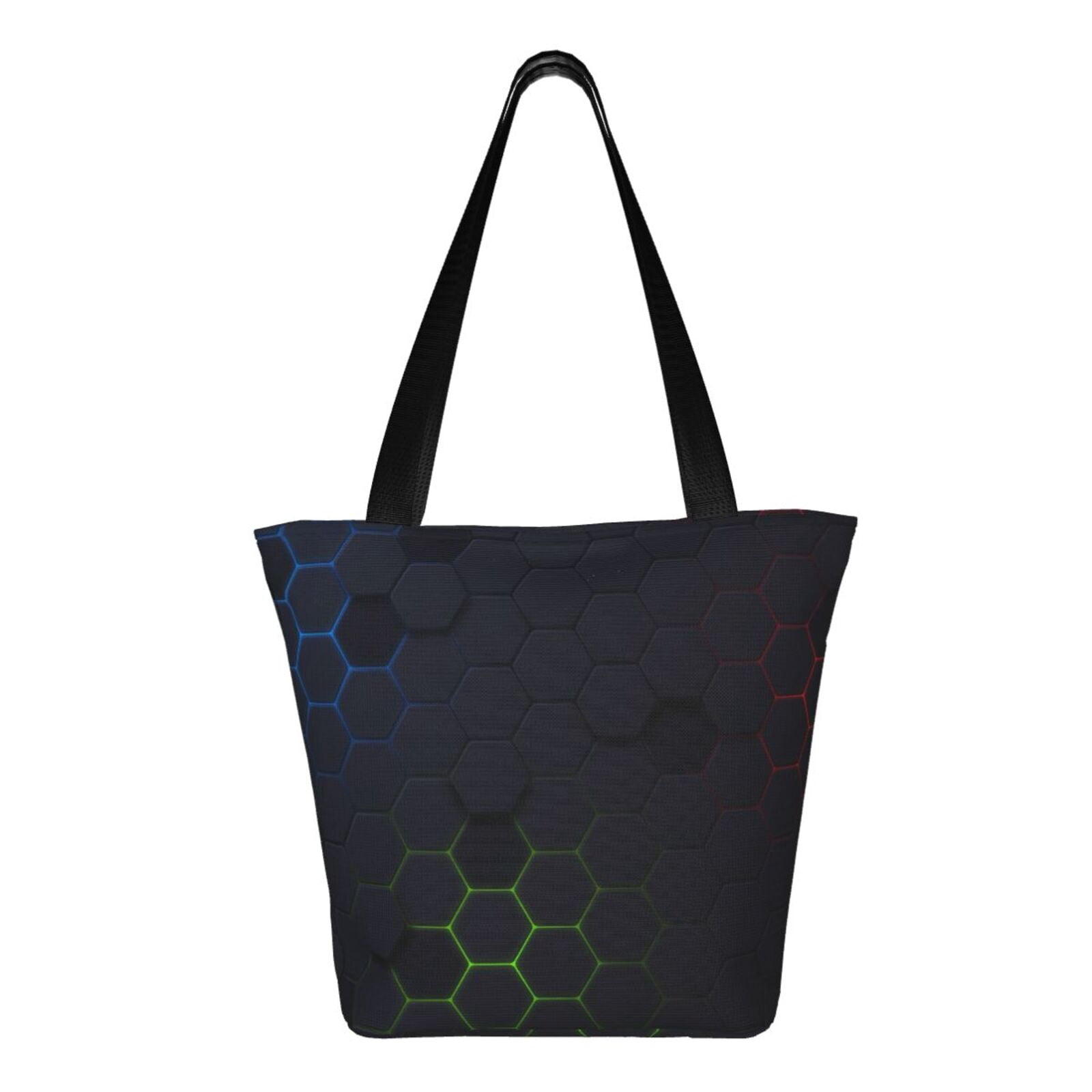 Uemuo Modern Hexagonal Neon Grid Print Tote Bags for Women,Large ...