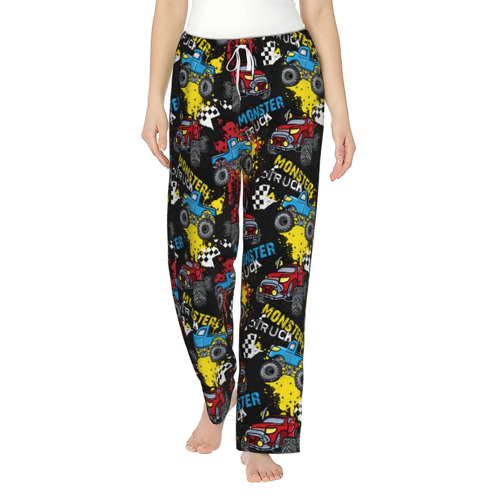 Uemuo Monster Car Pattern Women's Wide Leg Palazzo Lounge Pants with ...