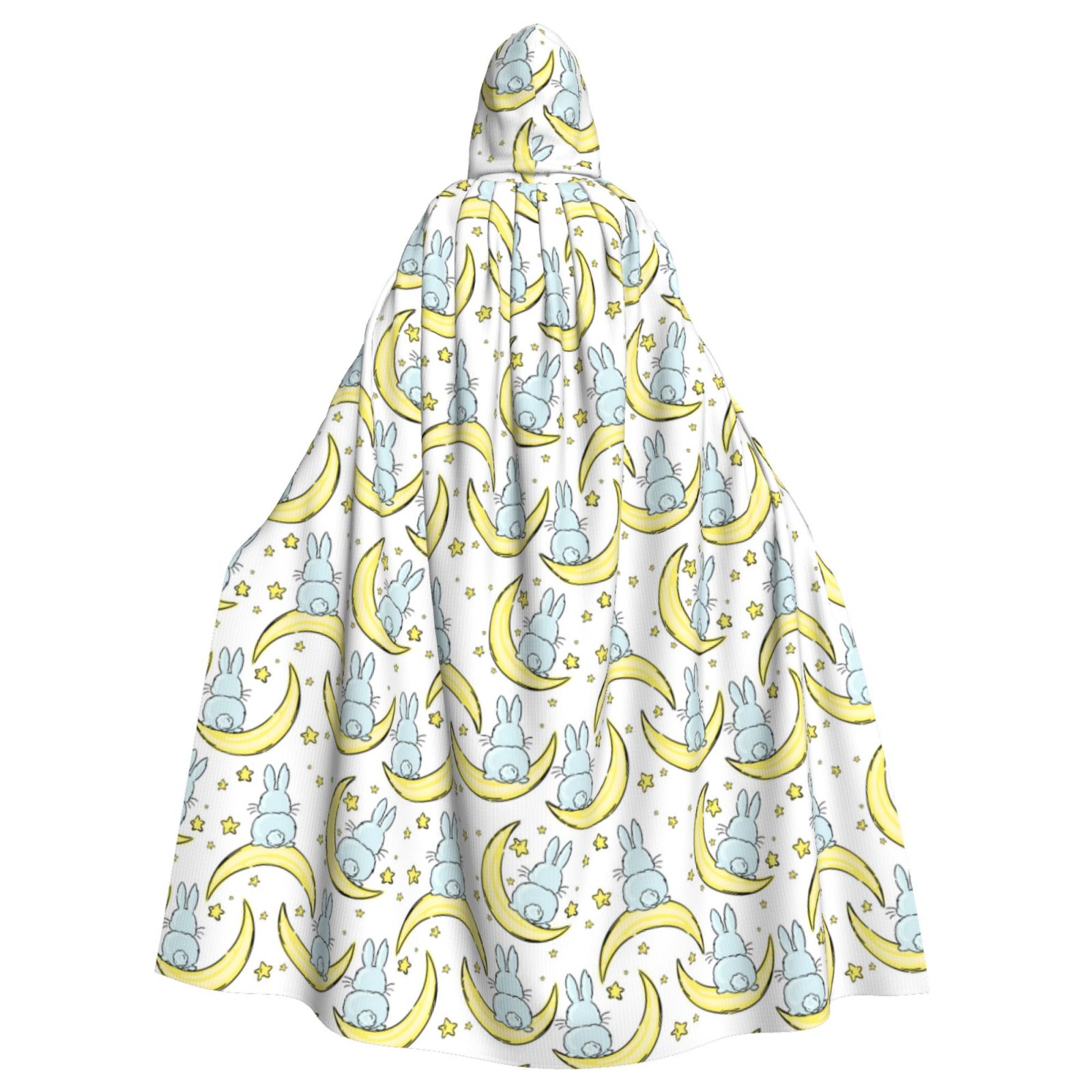 Uemuo Moon And Rabbit Pattern Hooded Cloak Cape with Hood Halloween ...