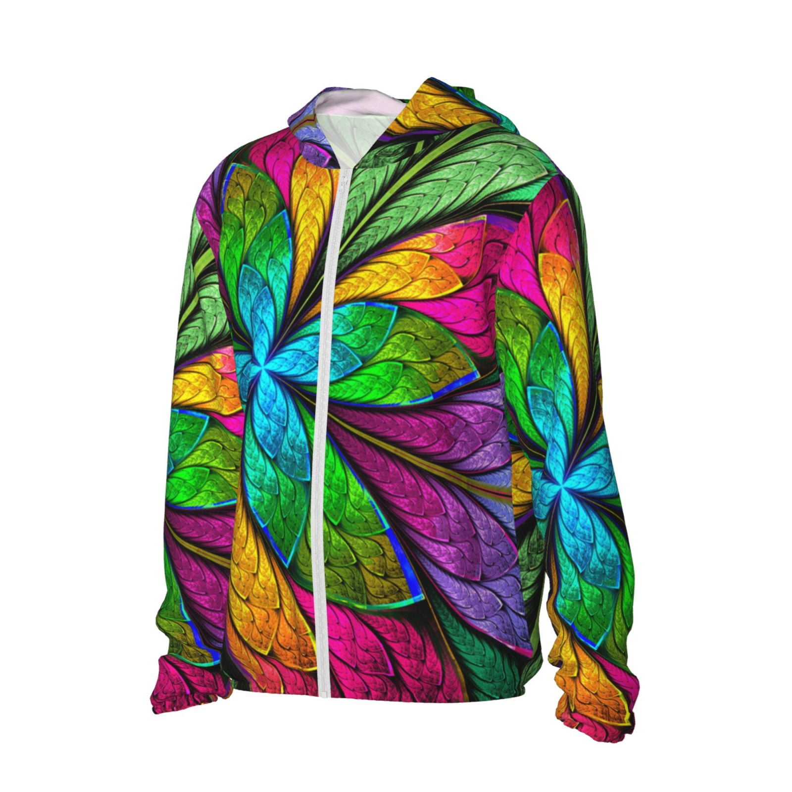 Uemuo Multicolored Beautiful Flower Pattern Women's Full Zip UPF 50 ...