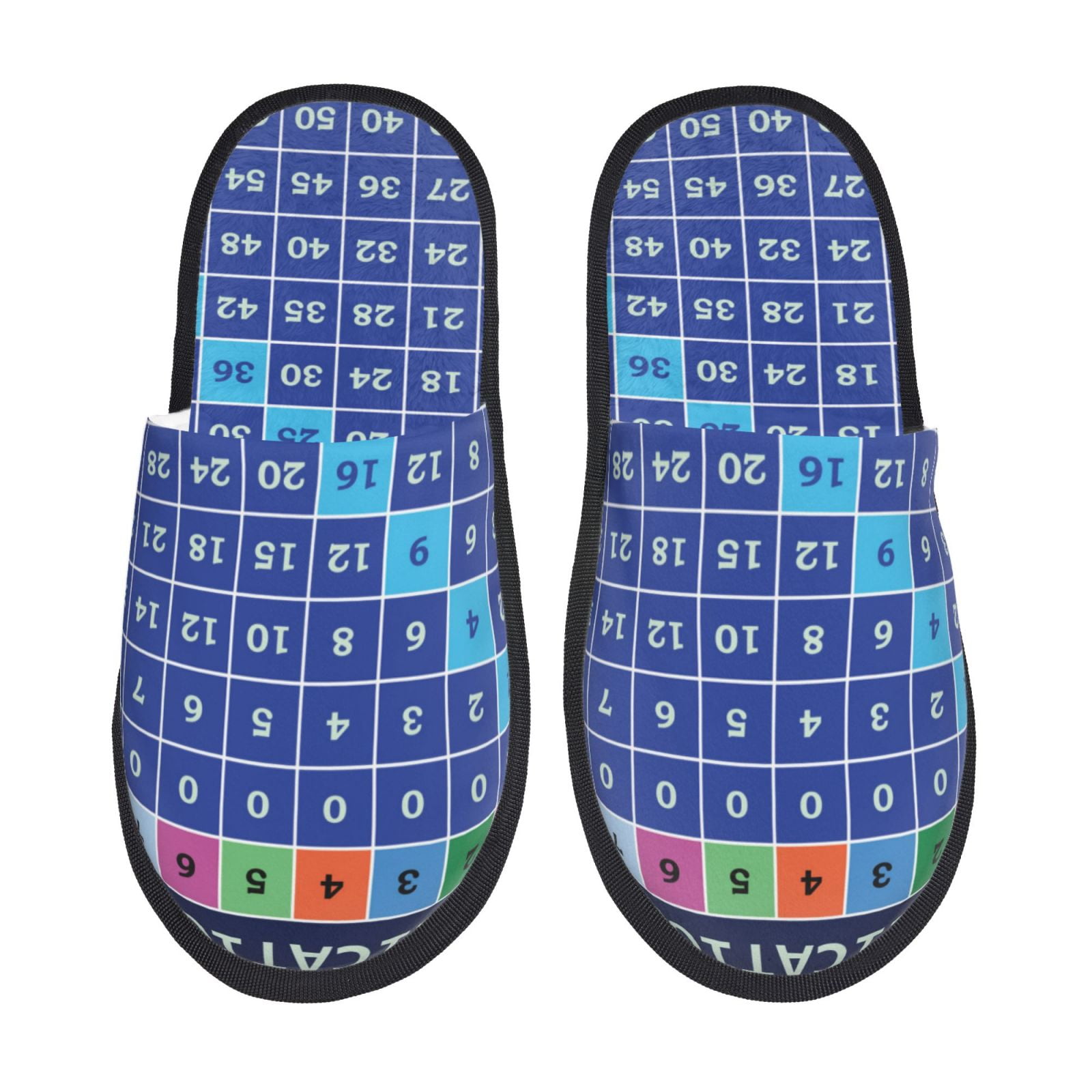 Uemuo Multiplication Table Printe Plush Furry Slippers with EVA Sole ...