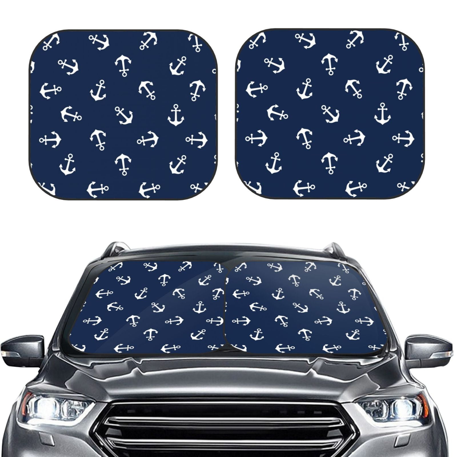 Uemuo Nautical Themed Simple Anchors Printed 2 PCS Car Windshield Sun ...
