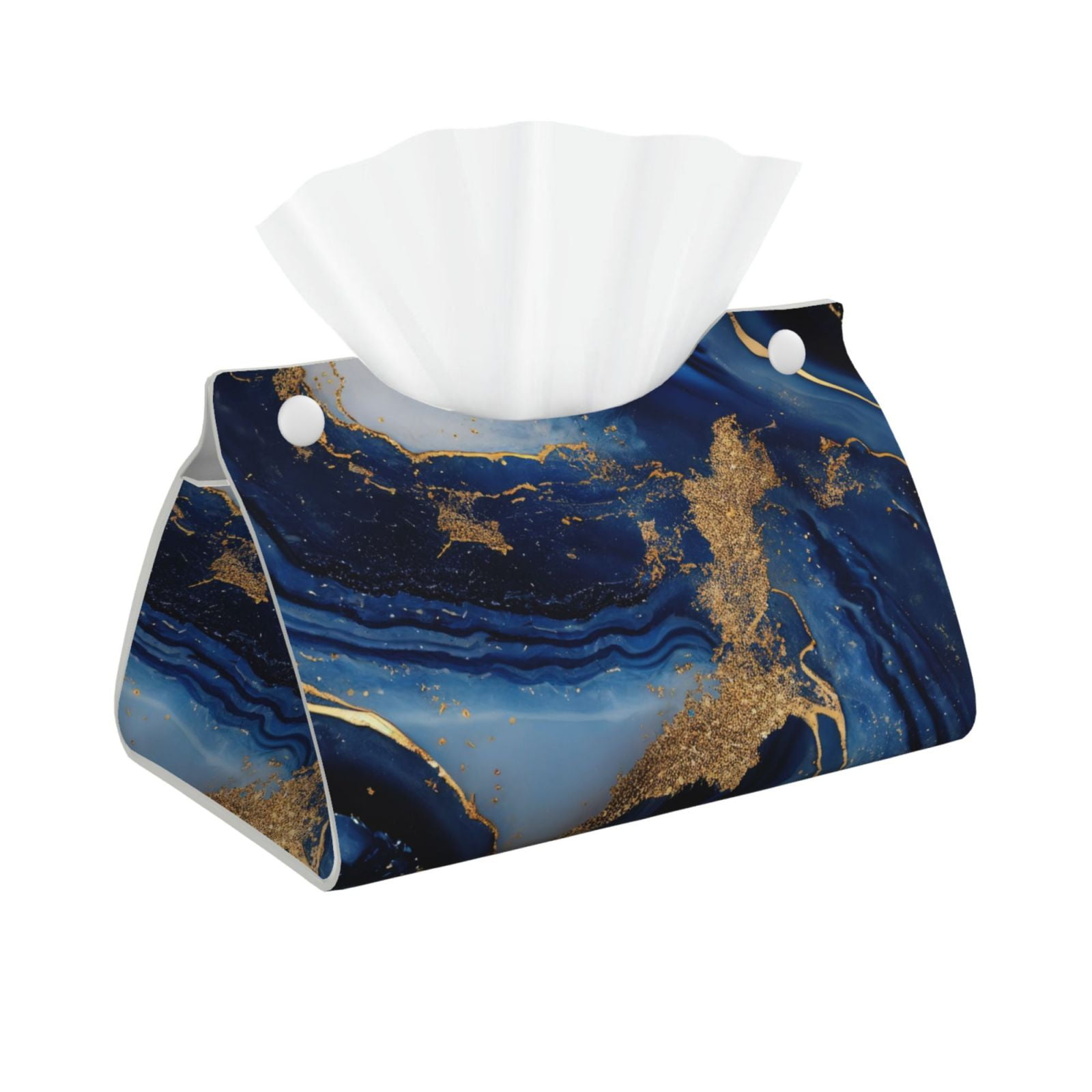 Uemuo Navy Blue Marble Pattern Tissue Box Cover Holder, Triangle with ...