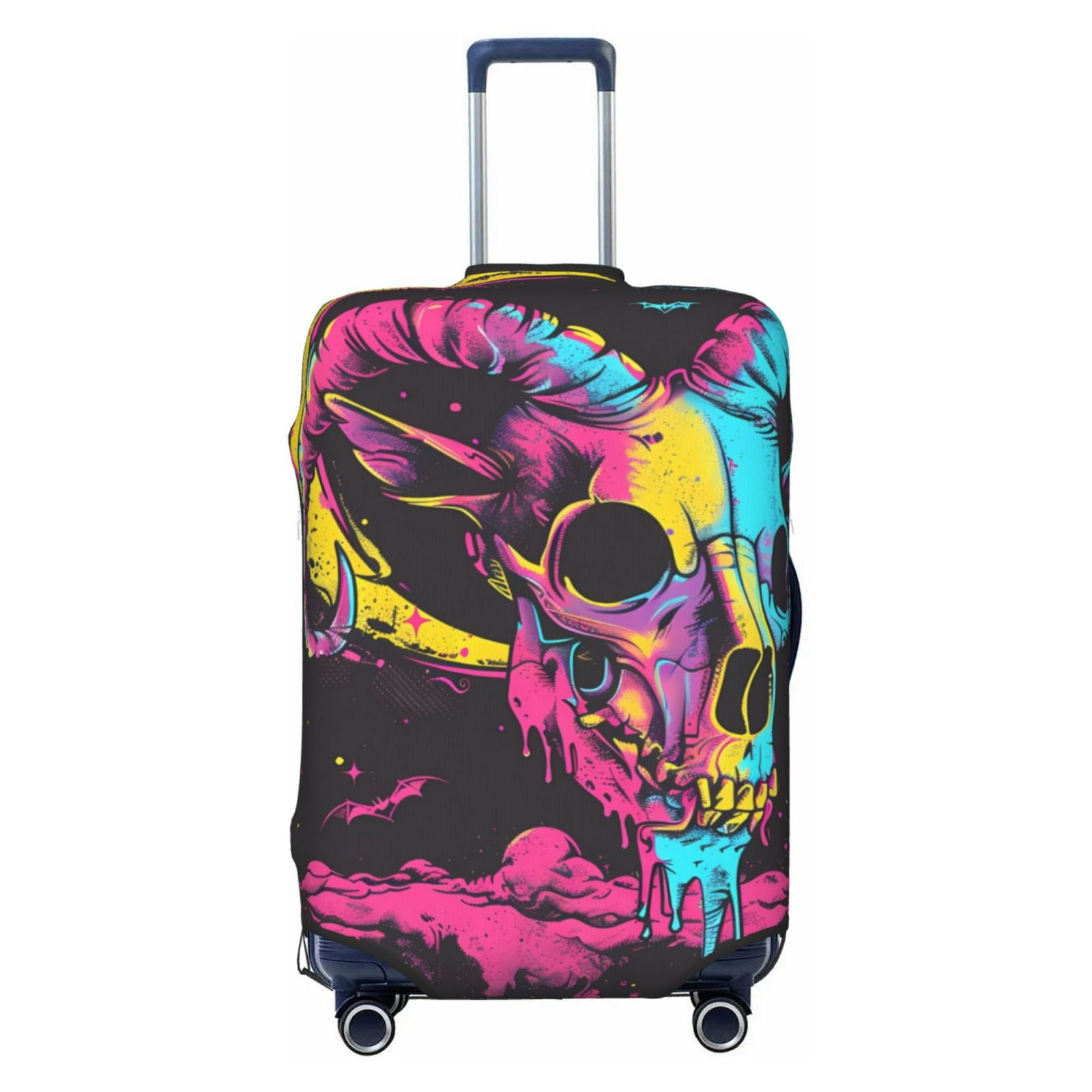 Uemuo Neon Gothic Skull Moon Printed Washable Luggage Cover - Fashion ...