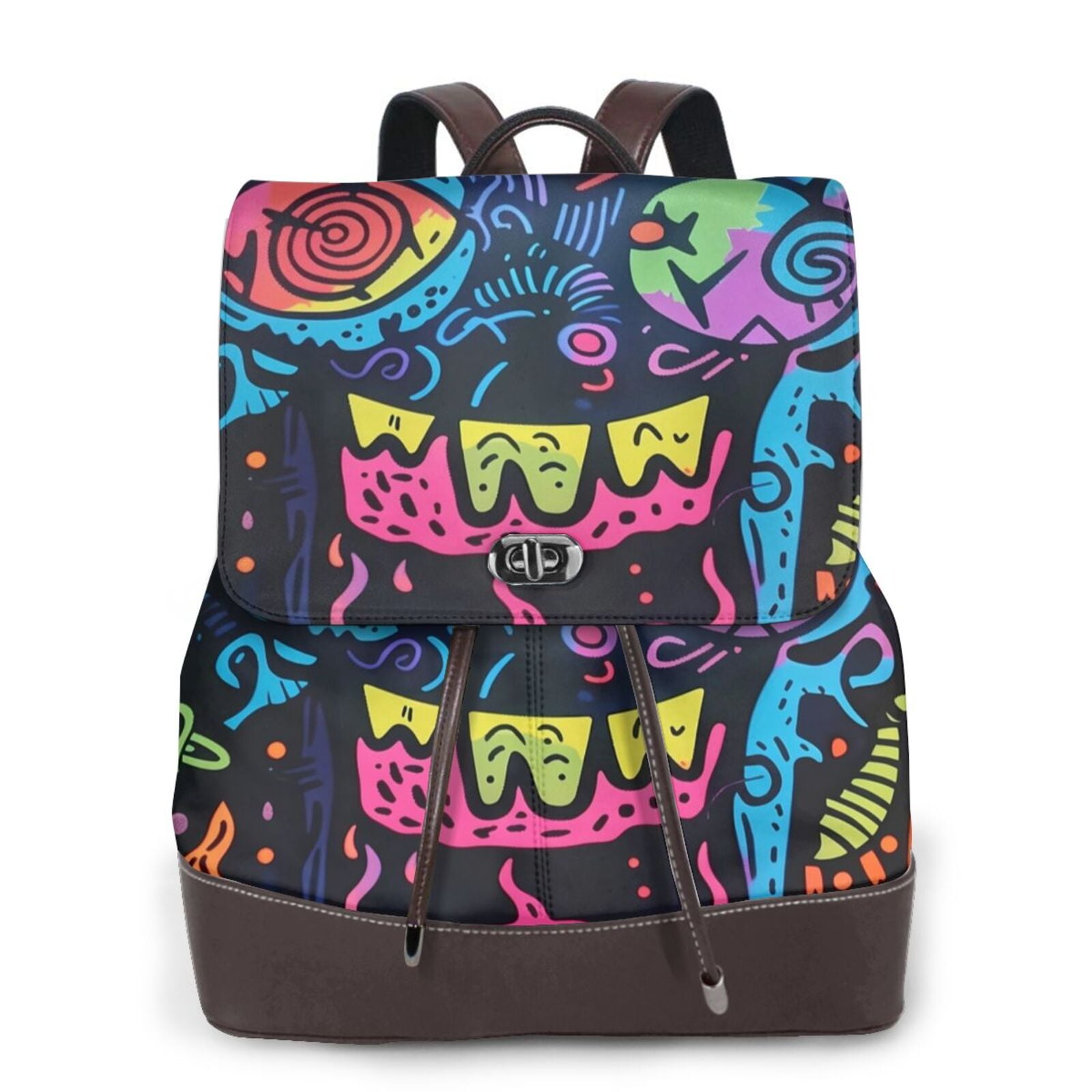 Uemuo Neon Graffiti Urban Art for Backpack Purse for Women Large ...