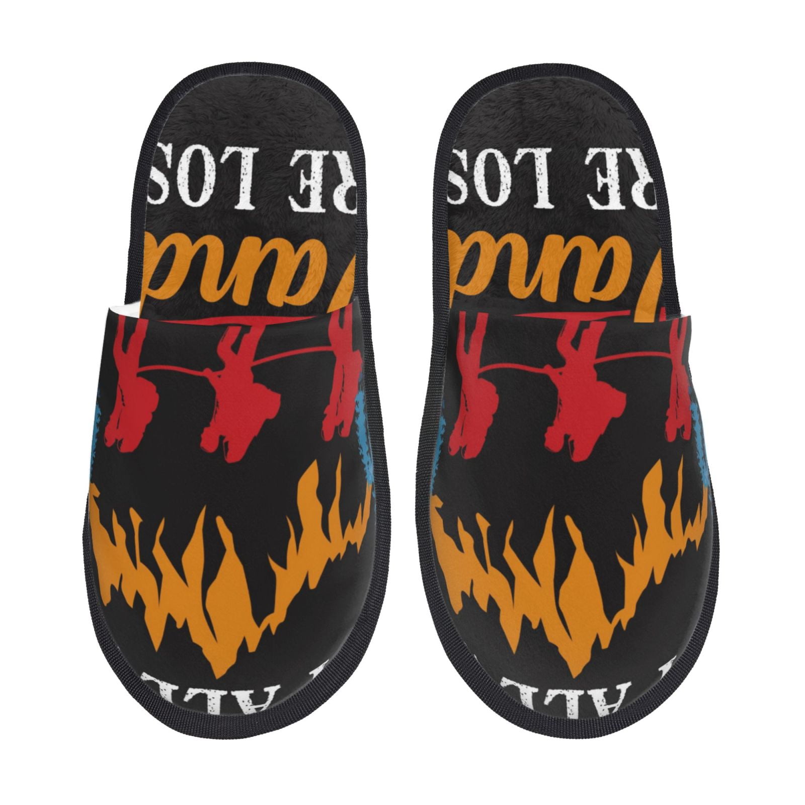 Uemuo Not All Who Wander Are Lost Hiking Printe Plush Furry Slippers ...