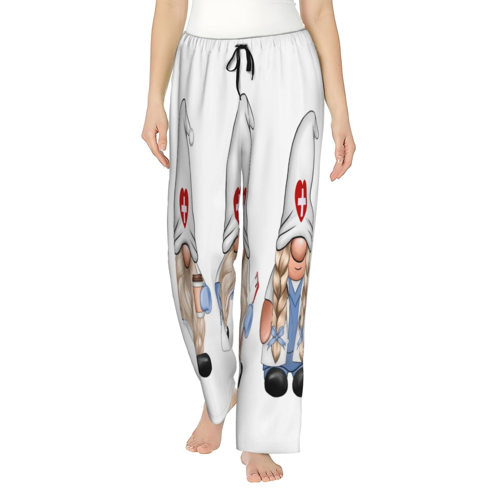 Uemuo Nurse doctor gnome Pattern Women's Wide Leg Palazzo Lounge Pants ...