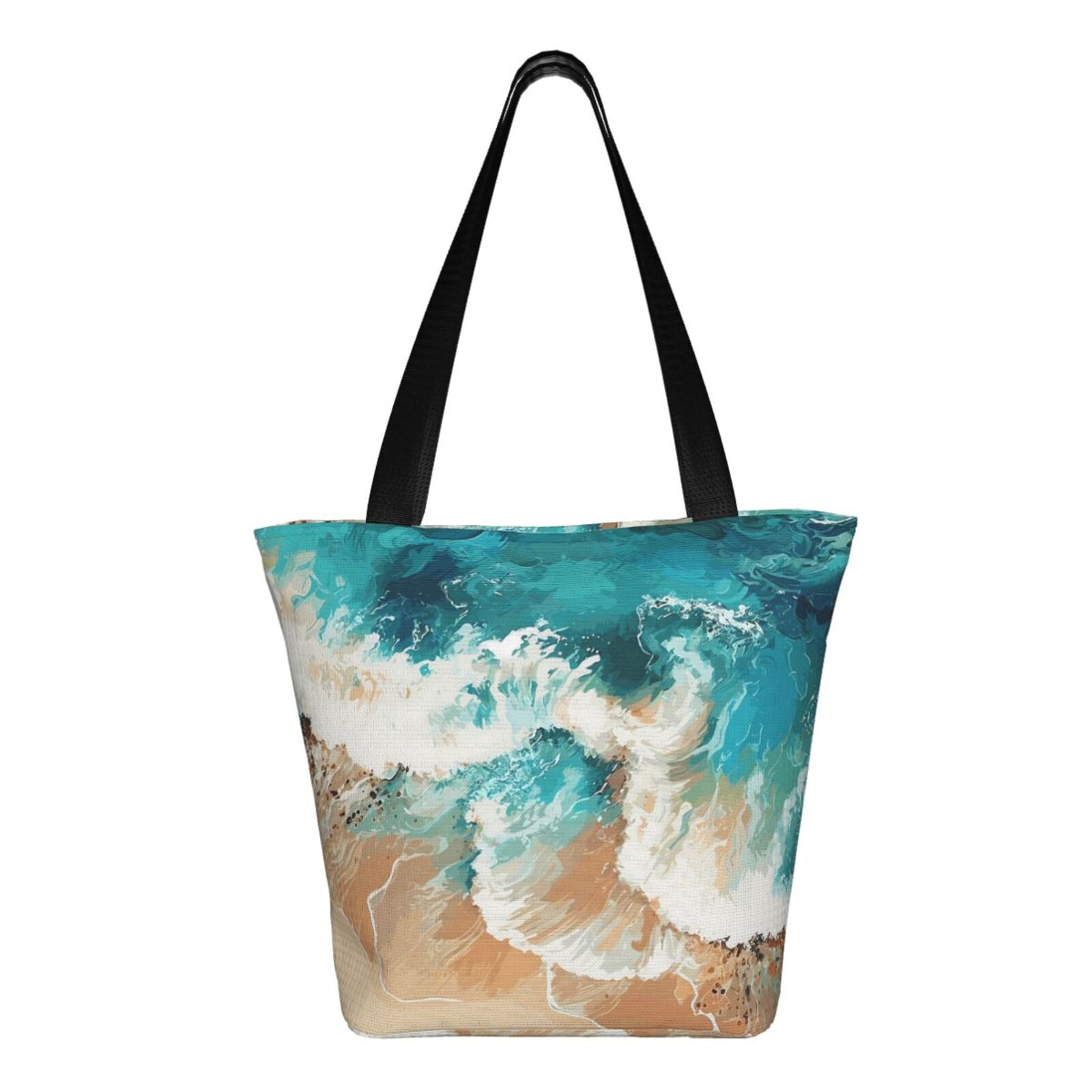 Uemuo Ocean Wave Crash Print Tote Bags for Women,Large Capacity ...