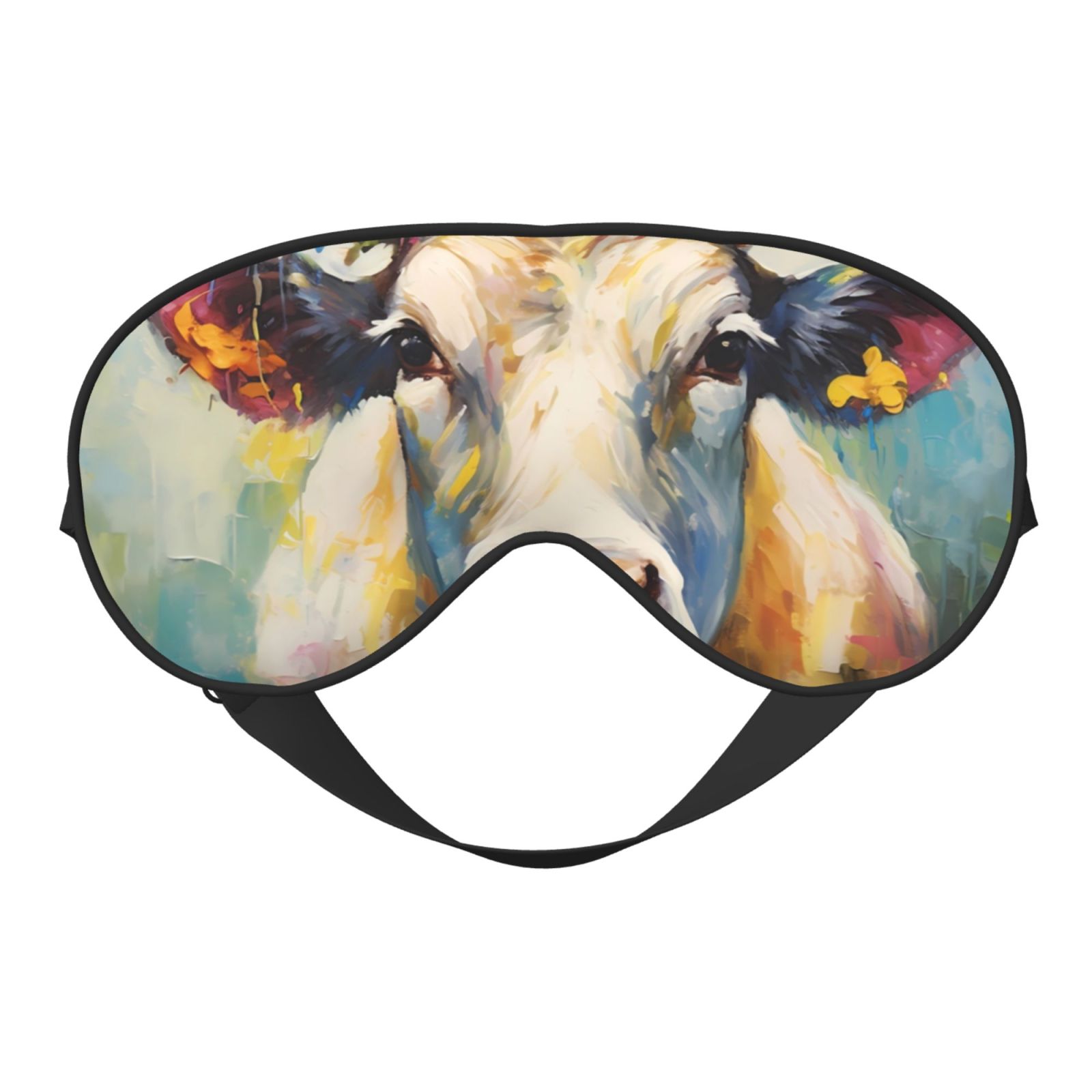 Uemuo Oil Painting Flower Cow Pattern Sleep Eye Mask - Light Blocking ...