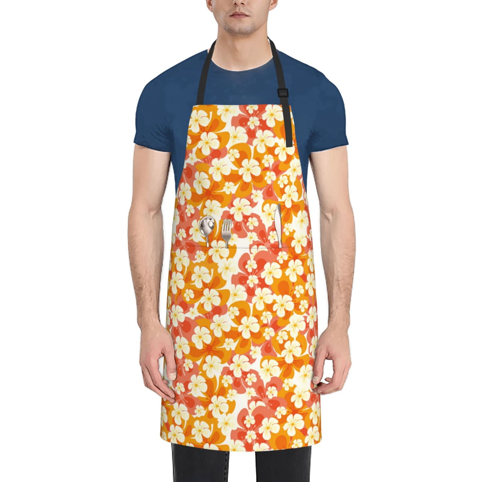 Uemuo Orchids Flowers Pattern Waterproof Apron Adjustable Dishwasher ...