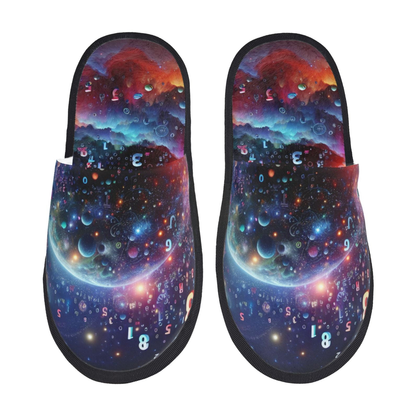 Uemuo Outer Space Floating Numbers And Letters Printe Plush Furry ...