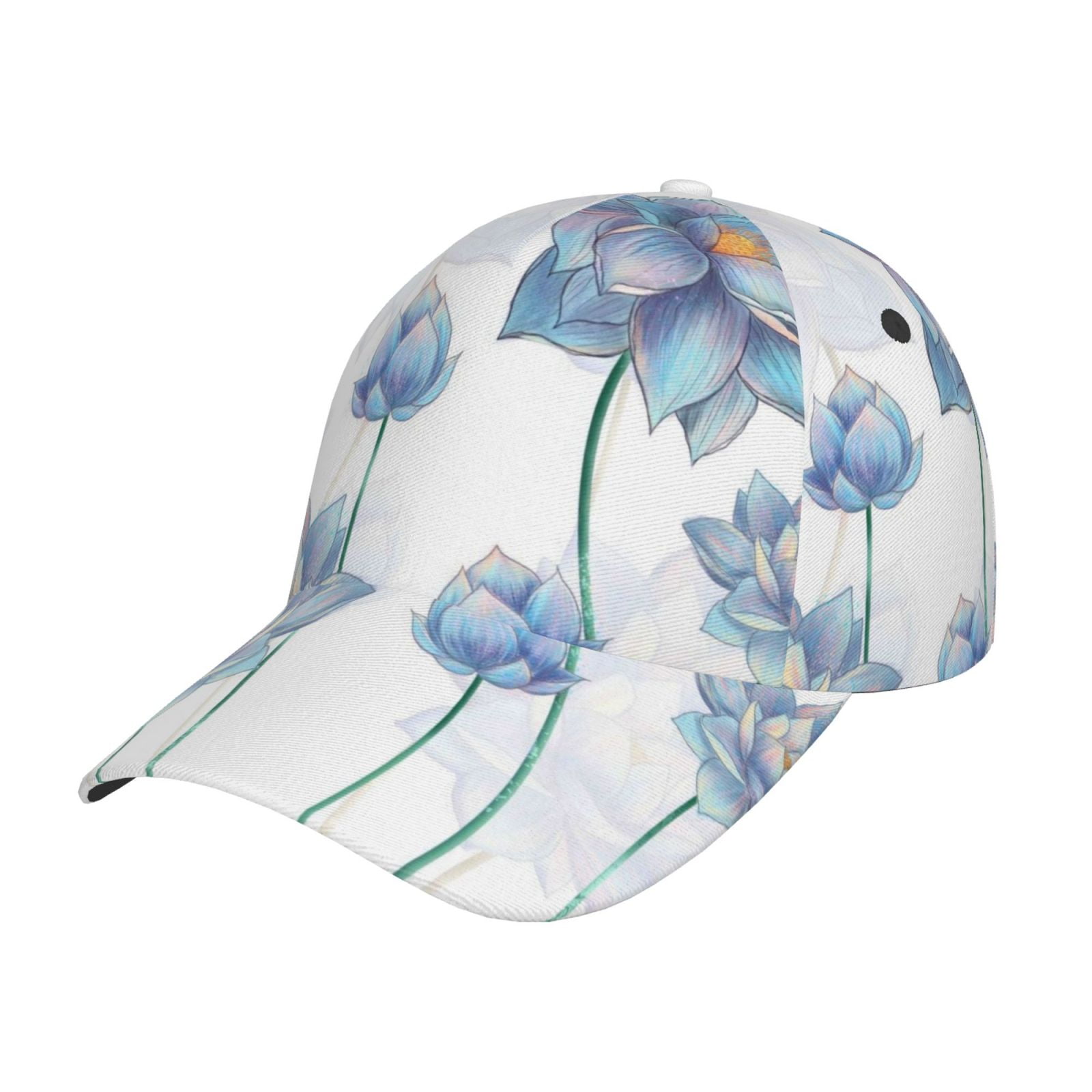 Uemuo Pale Blue Lotus Flowers Pattern Baseball Cap Golf Dad Hat ...
