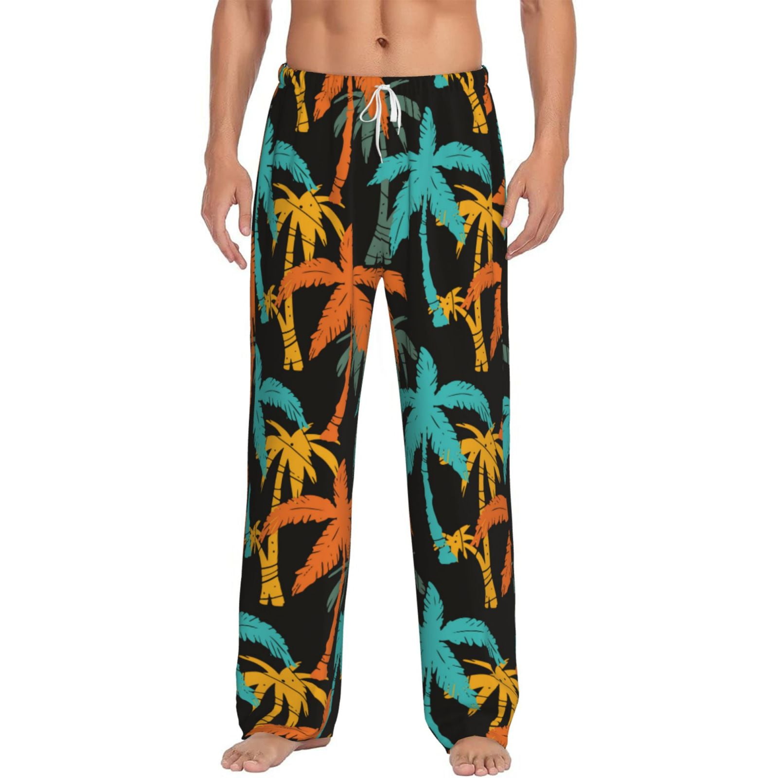 Uemuo Palm Trees Pattern Men's Wide Leg Palazzo Lounge Pants with ...