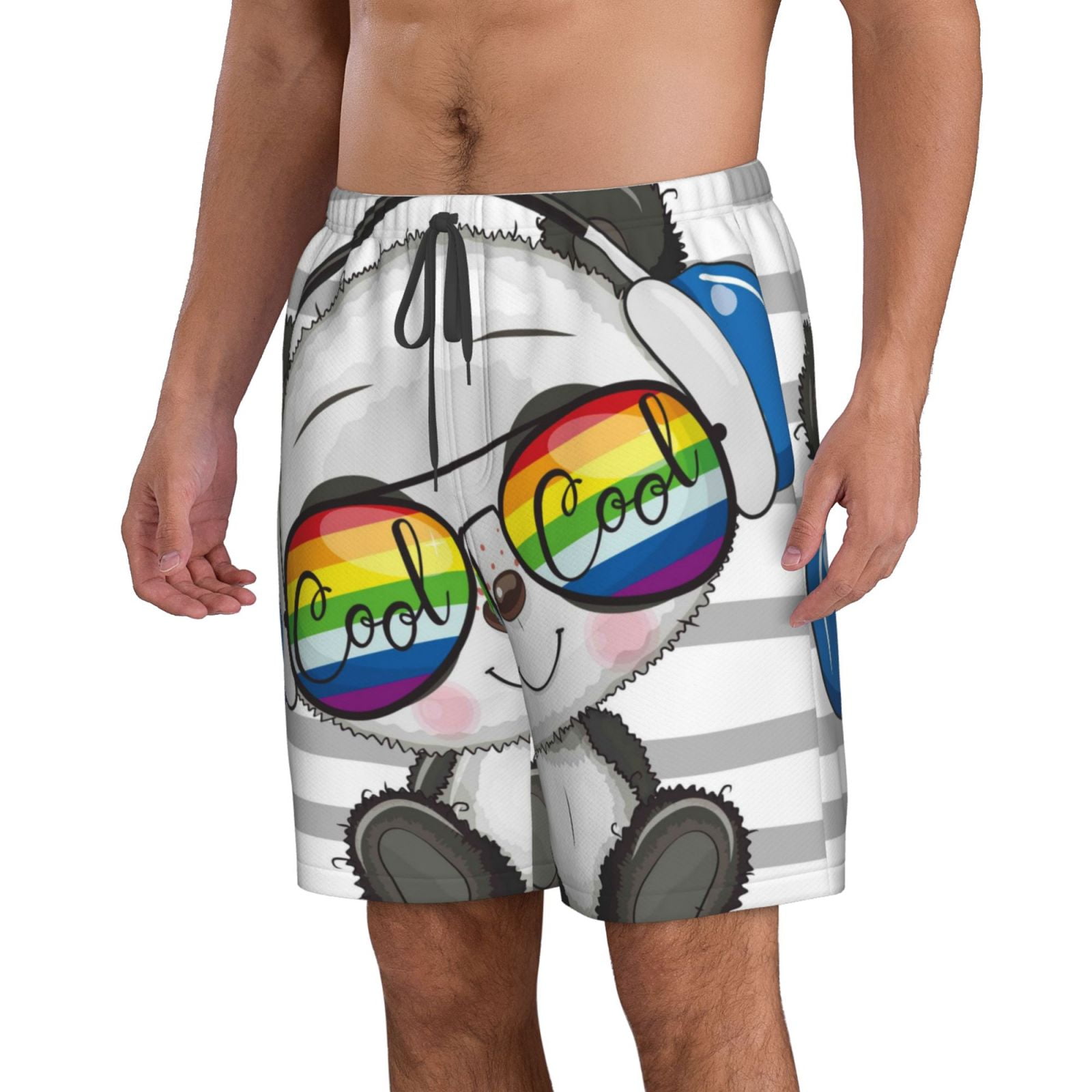 Uemuo Panda with Sun glasses Pattern Men's Swim Trunks Hawaiian Beach ...