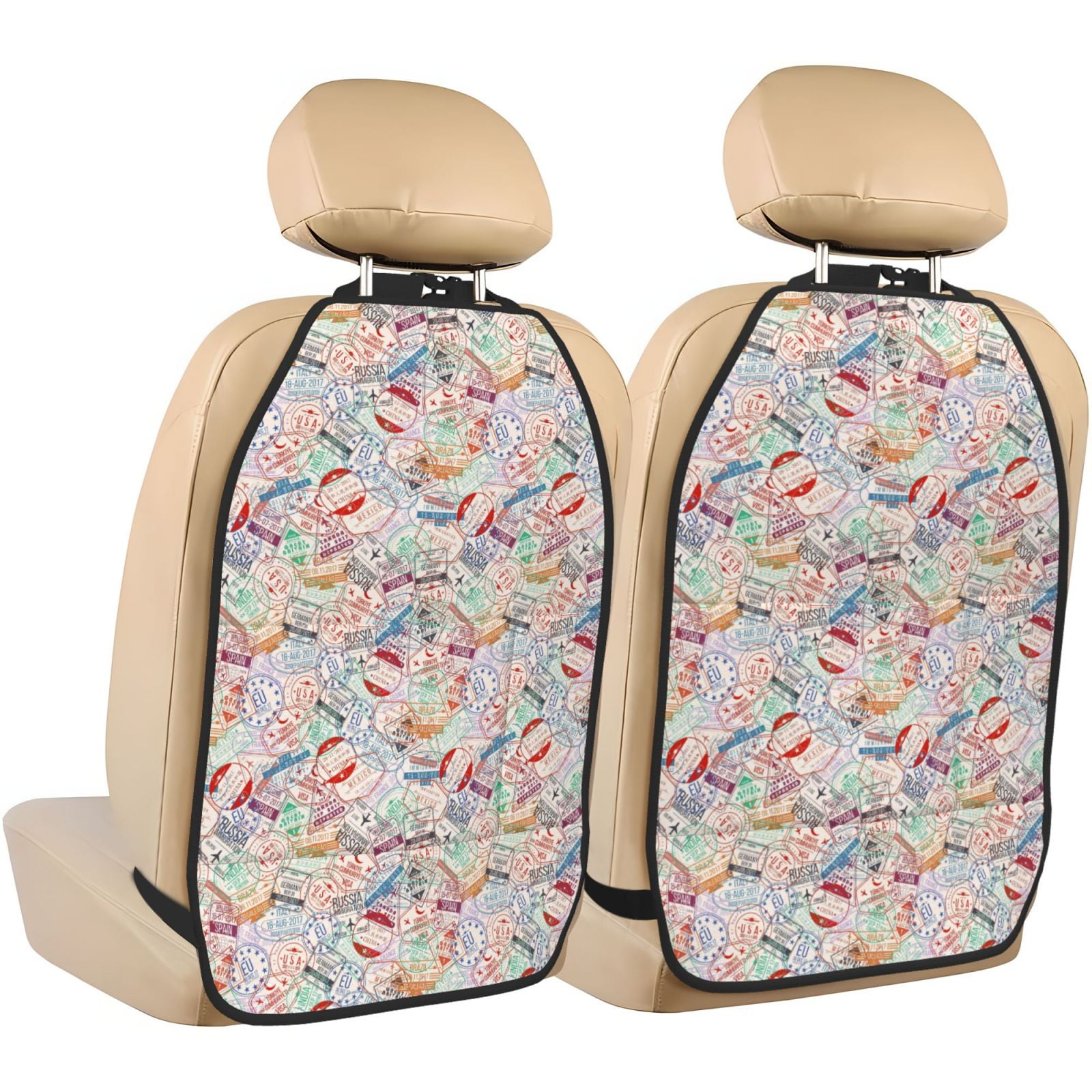 Uemuo Passport Stamp Printed Car Back Seat Protector,2 Pcs Backseat Car ...