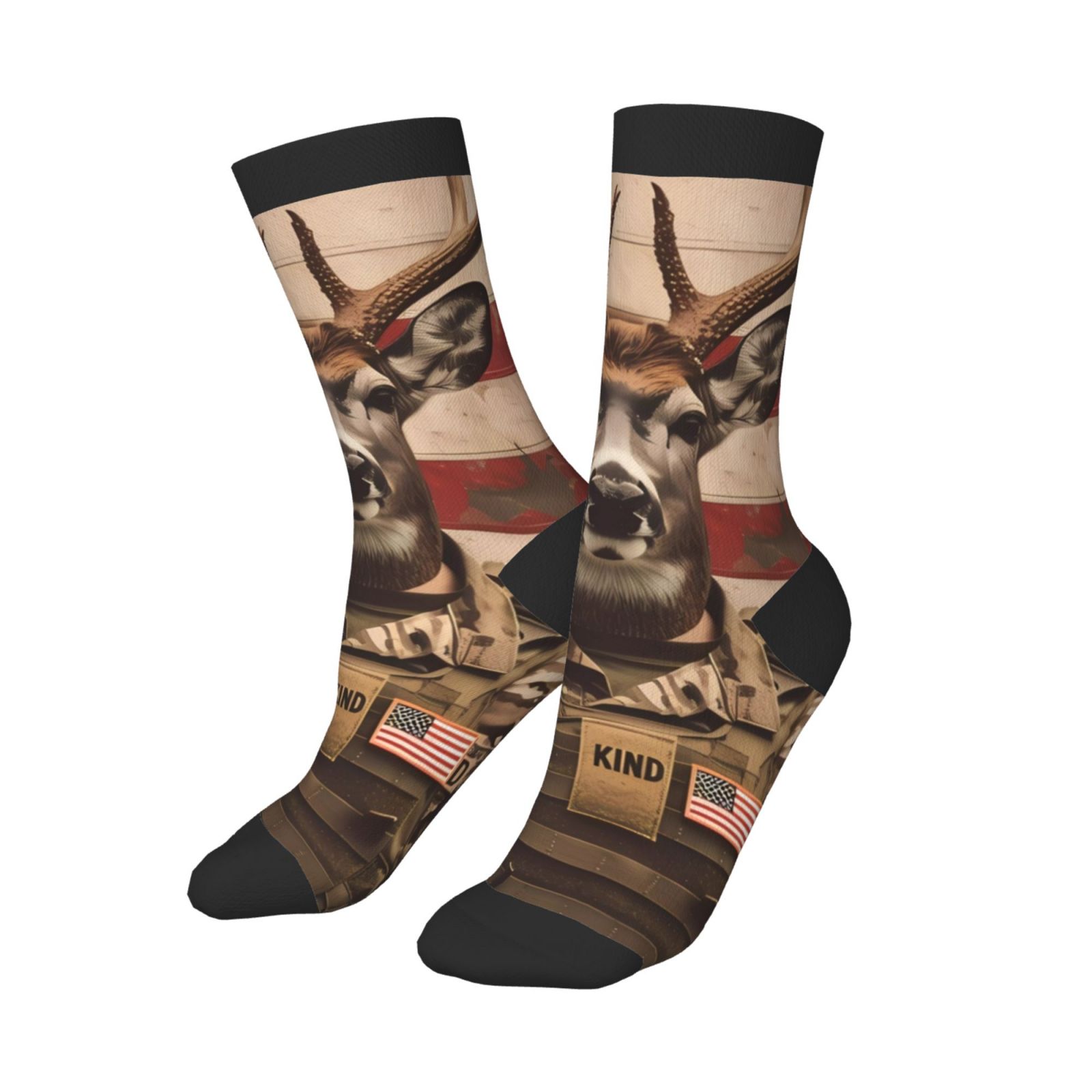 Uemuo Patriotic Deer Soldier Salute Printed Kids Boys Socks Seamless ...