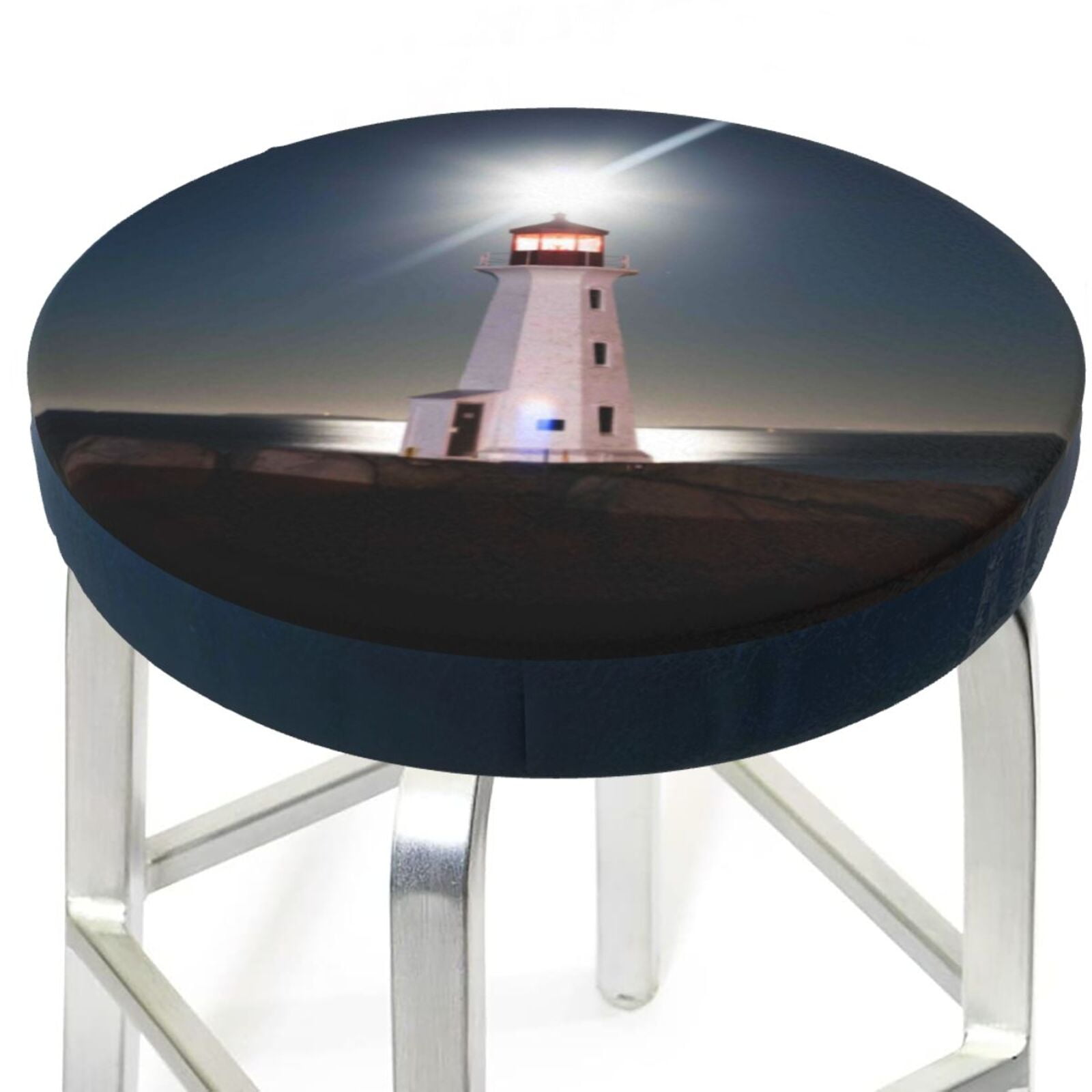 Uemuo Peggy's Cove Lighthouse Pattern Round Bar Stool Seat Covers ...