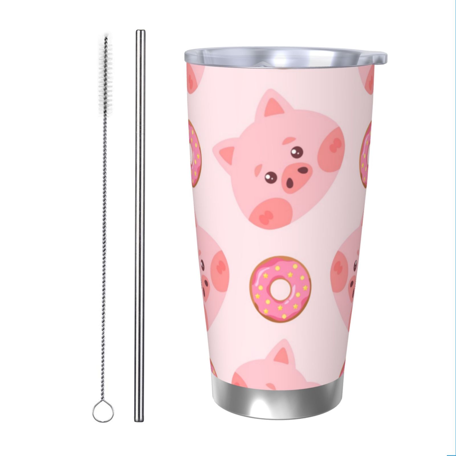 Uemuo Pigs Head And Donuts Print Travel Coffee Mug ,20oz Double-walled ...