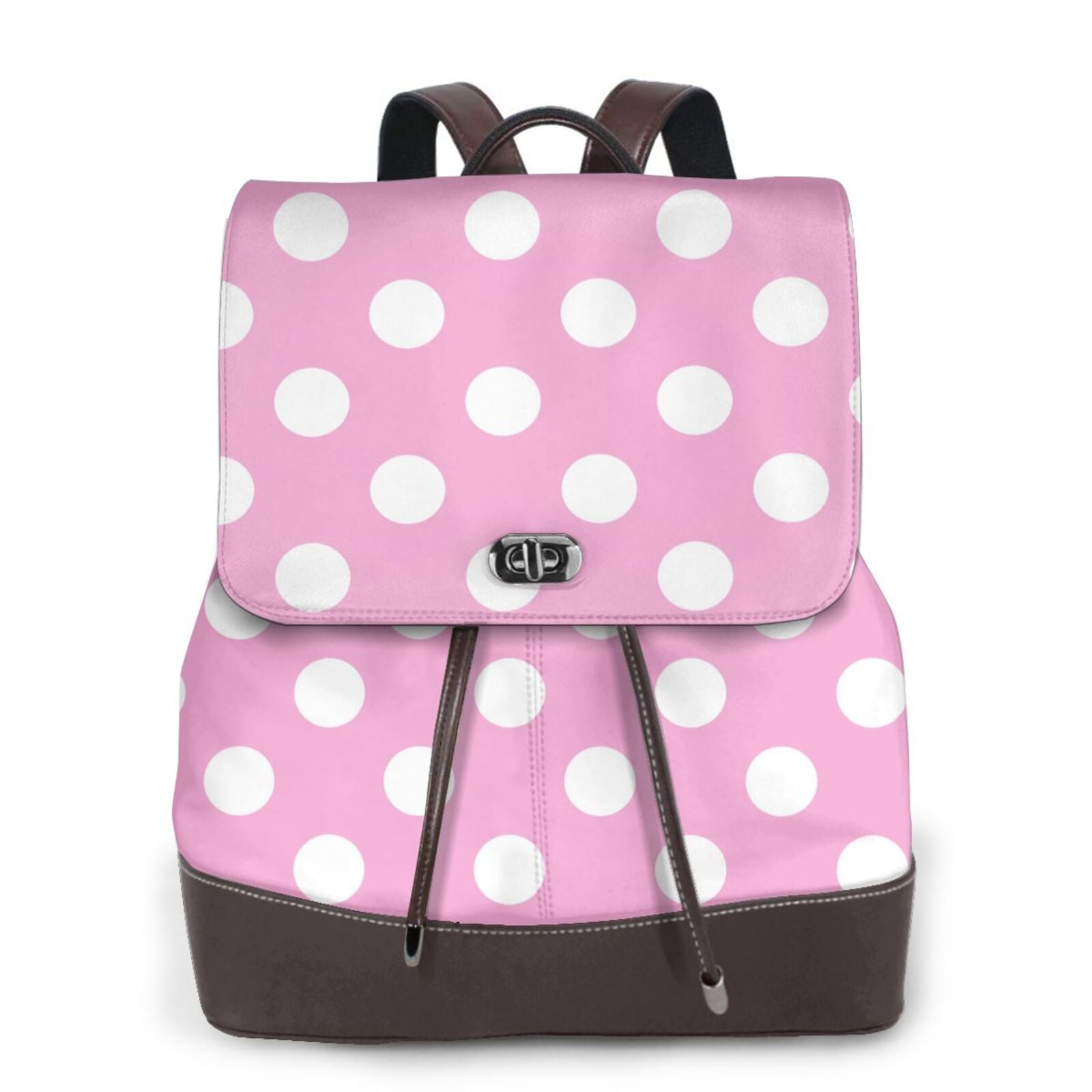 Uemuo Pink And White Polka Dot for Backpack Purse for Women Large ...