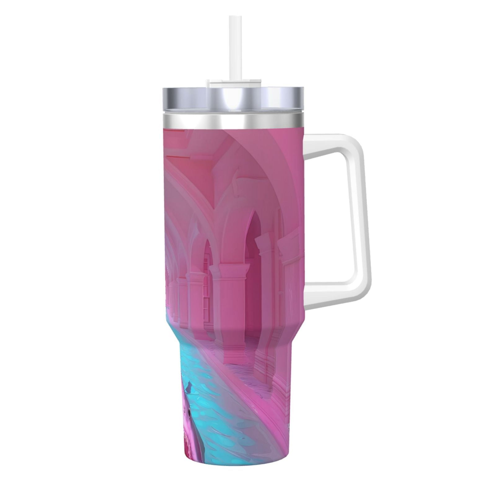 Uemuo Pink Shark Pool Fantasy Print 40oz Ice Bully With Handle And ...