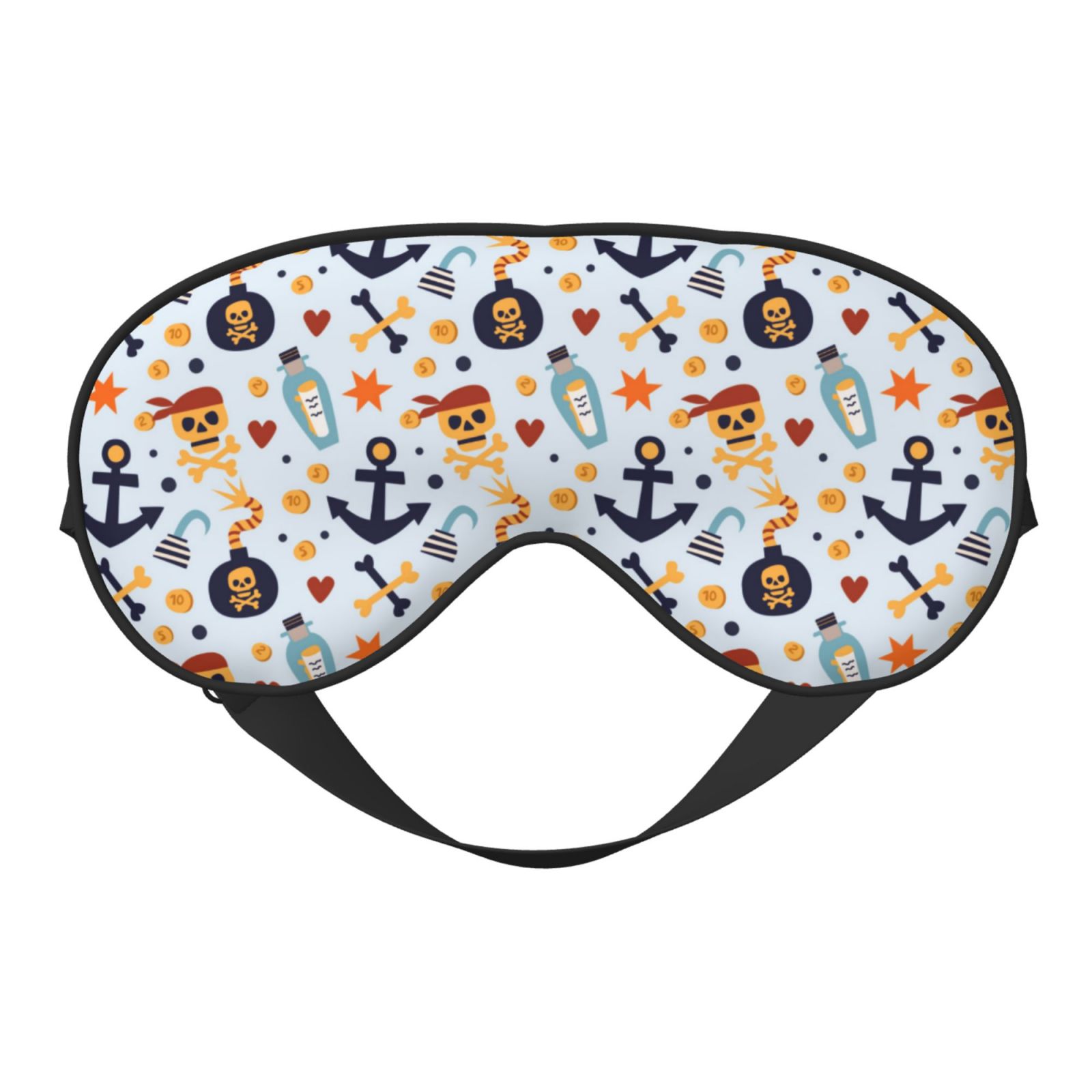 Uemuo Pirate Skull And Anchor Pattern Sleep Eye Mask - Light Blocking ...