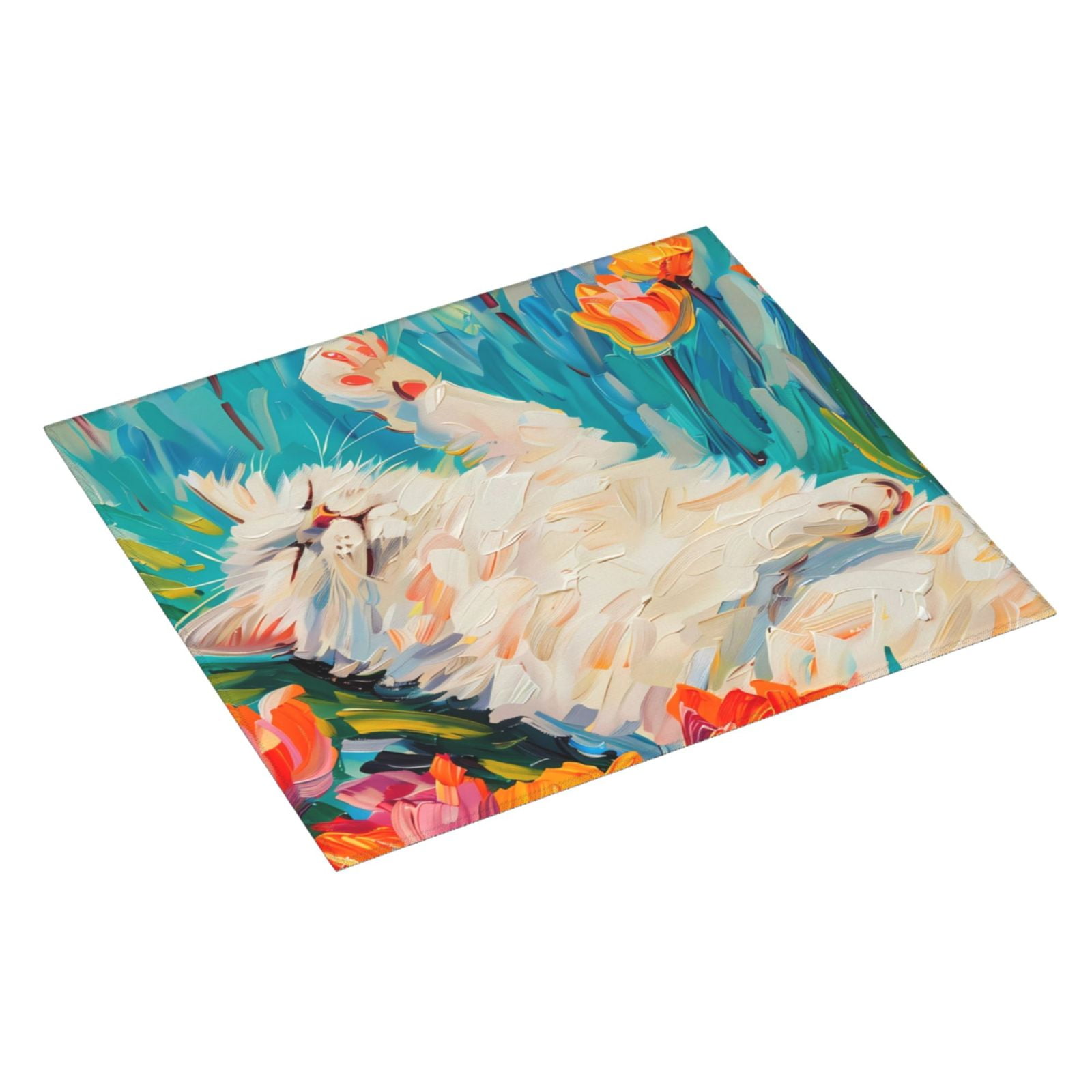 Uemuo Playful Floral Cat Pattern Dish Drying Mat,16*18 inch Absorbent ...