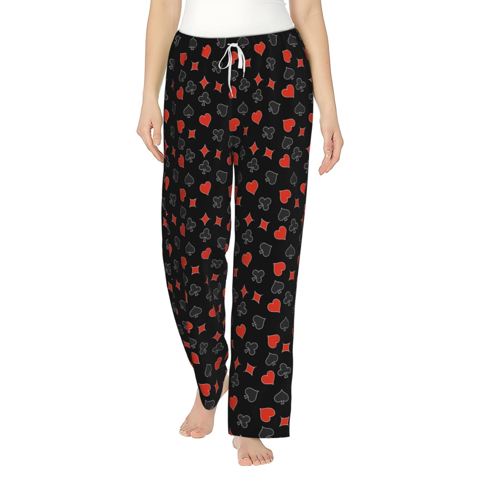 Uemuo Poker Creative Symbols Pattern Women's Wide Leg Palazzo Lounge ...