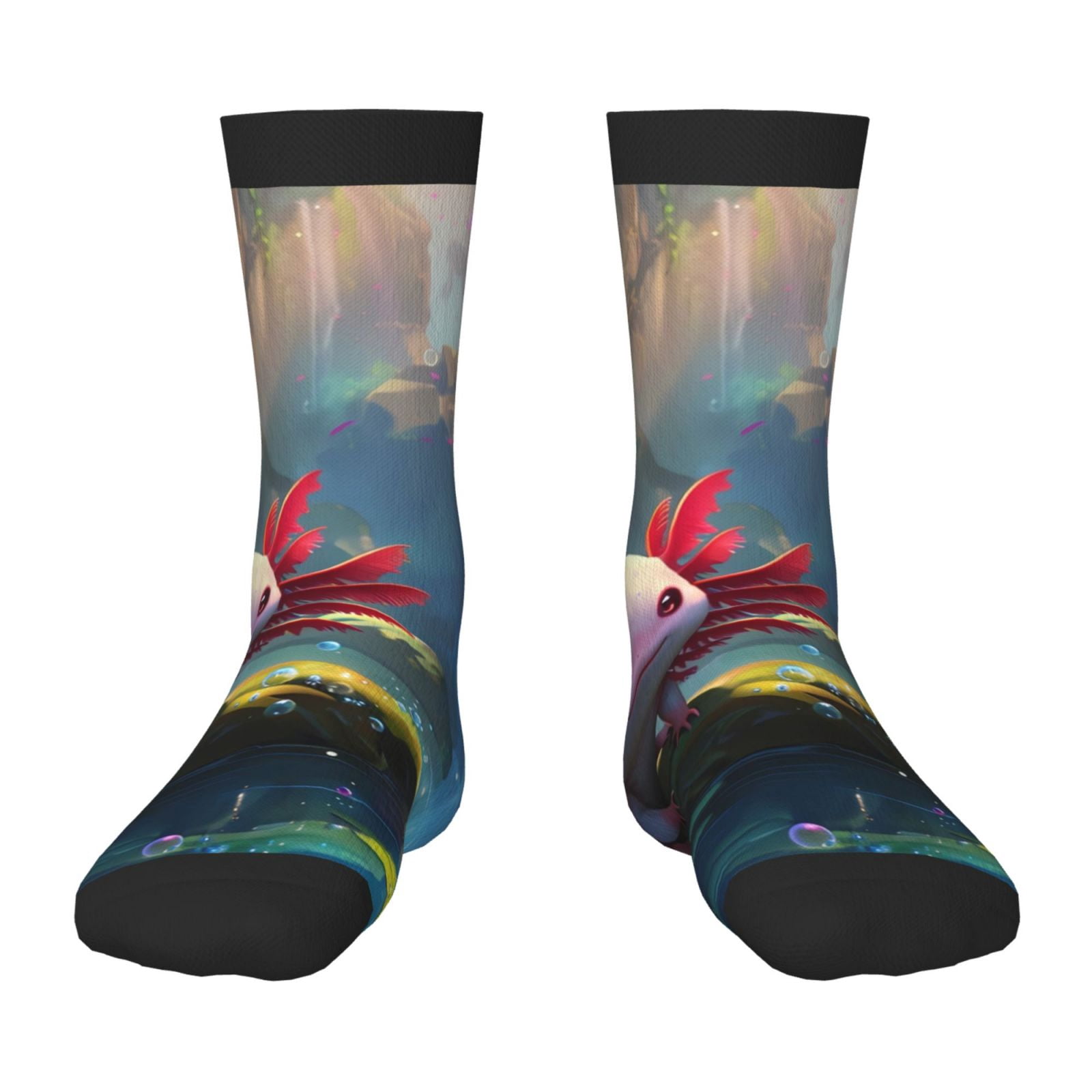 Uemuo Pond Cute Axolotl Printed Kids Boys Socks Seamless Crew Socks ...