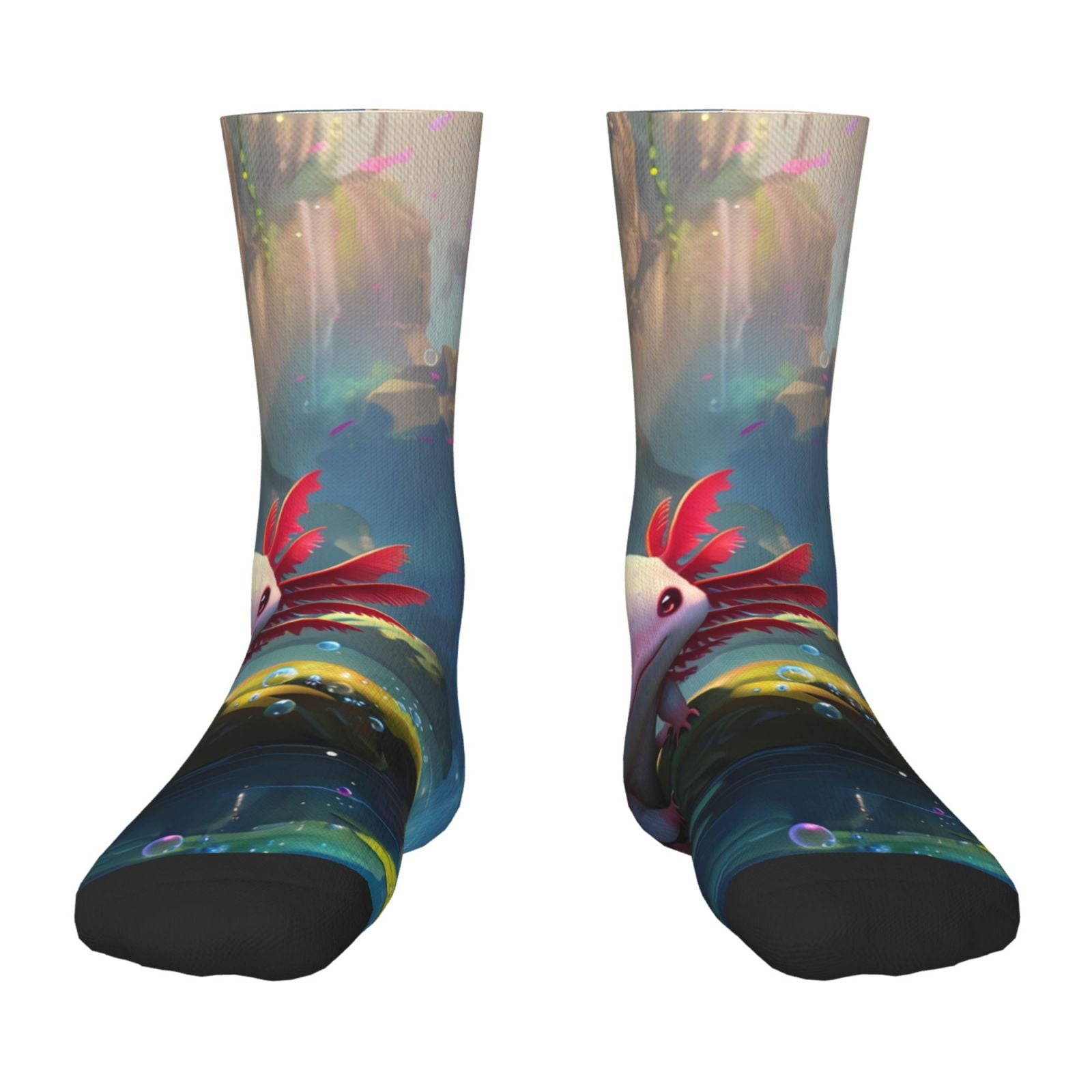 Uemuo Pond Cute Axolotl Printed Kids Boys Socks Seamless Crew Socks ...