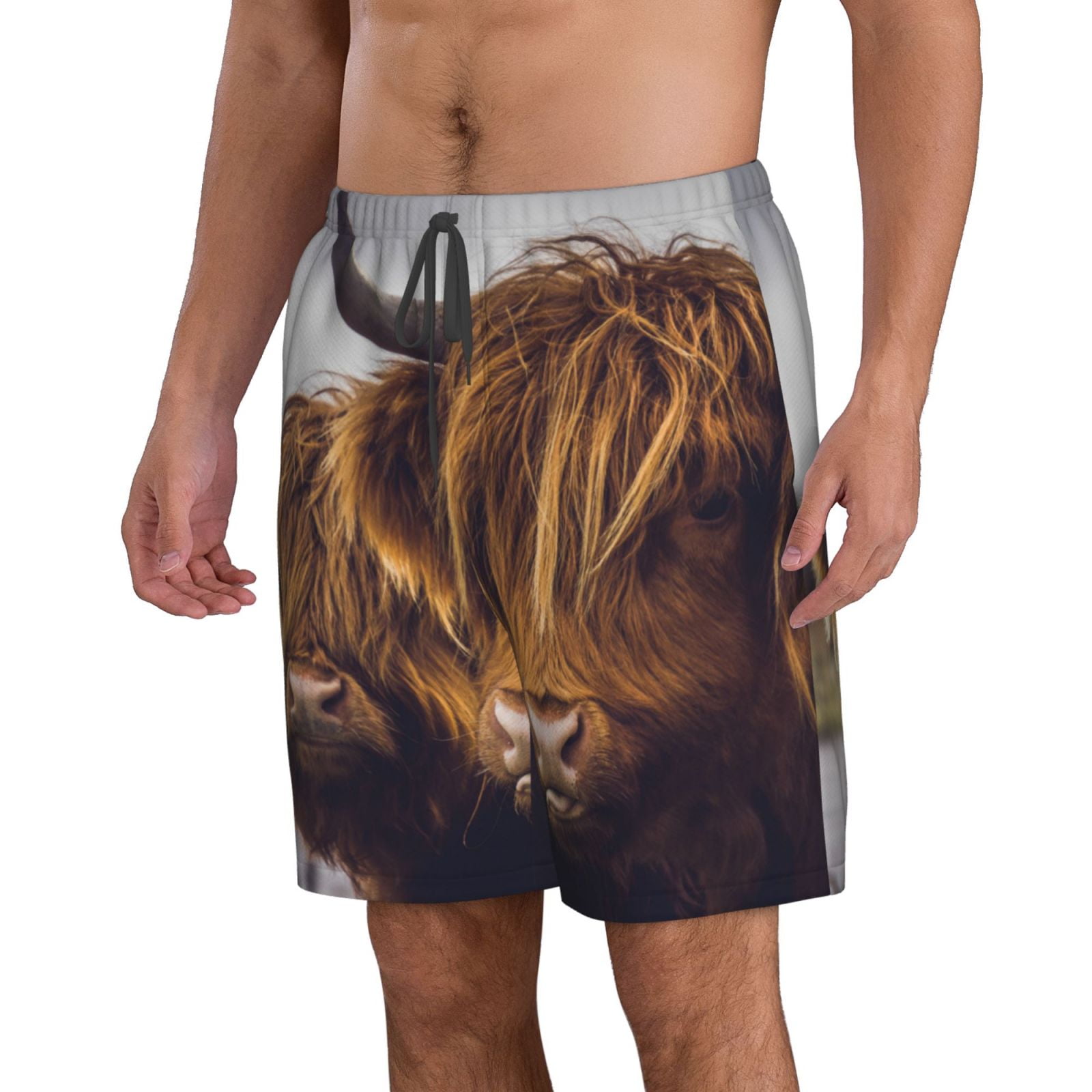 Uemuo Portrait Of Cow With Its Baby Cow Pattern Men's Swim Trunks ...