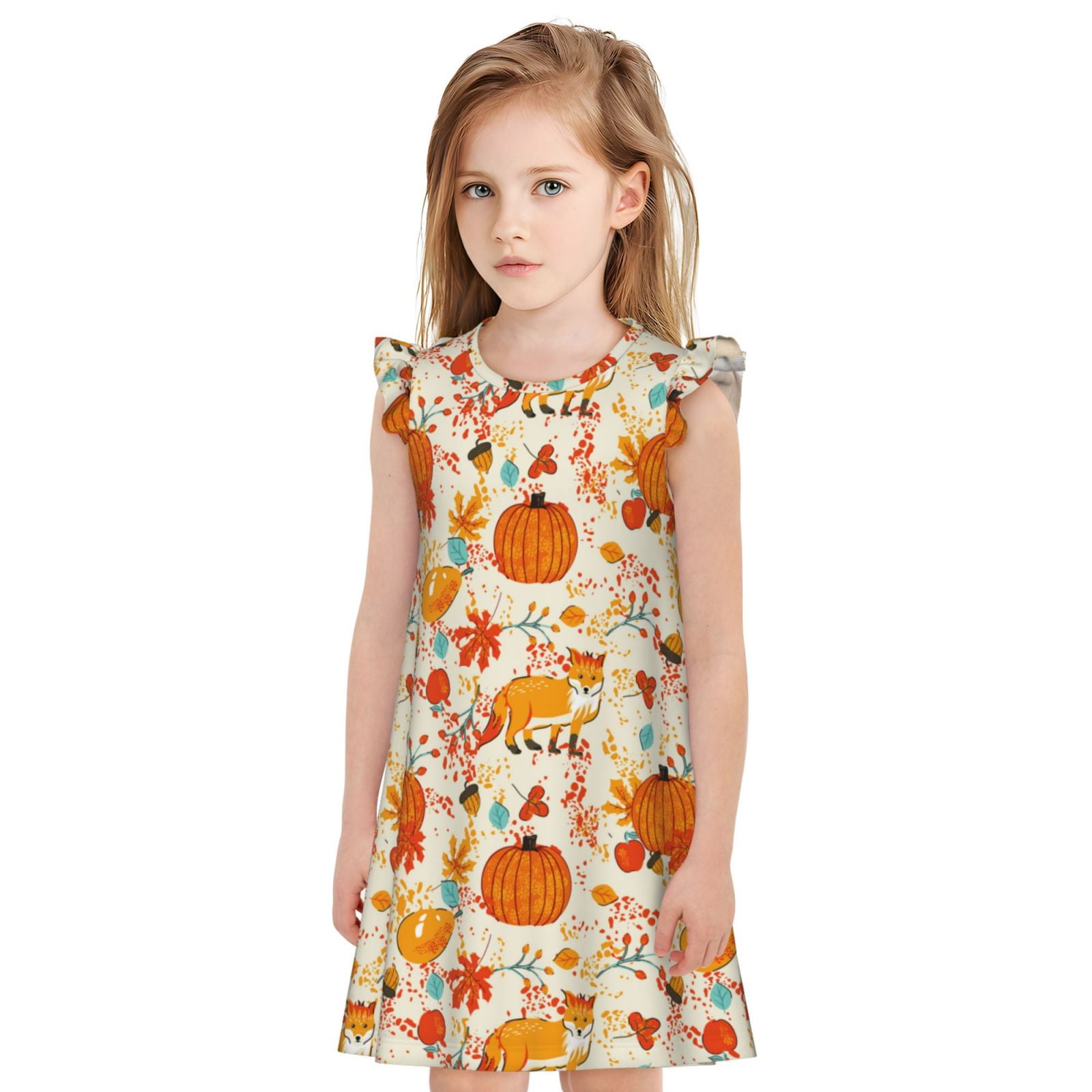 Uemuo Pumpkin Fall Pears Printed Girls Nightgowns Cute Princess ...
