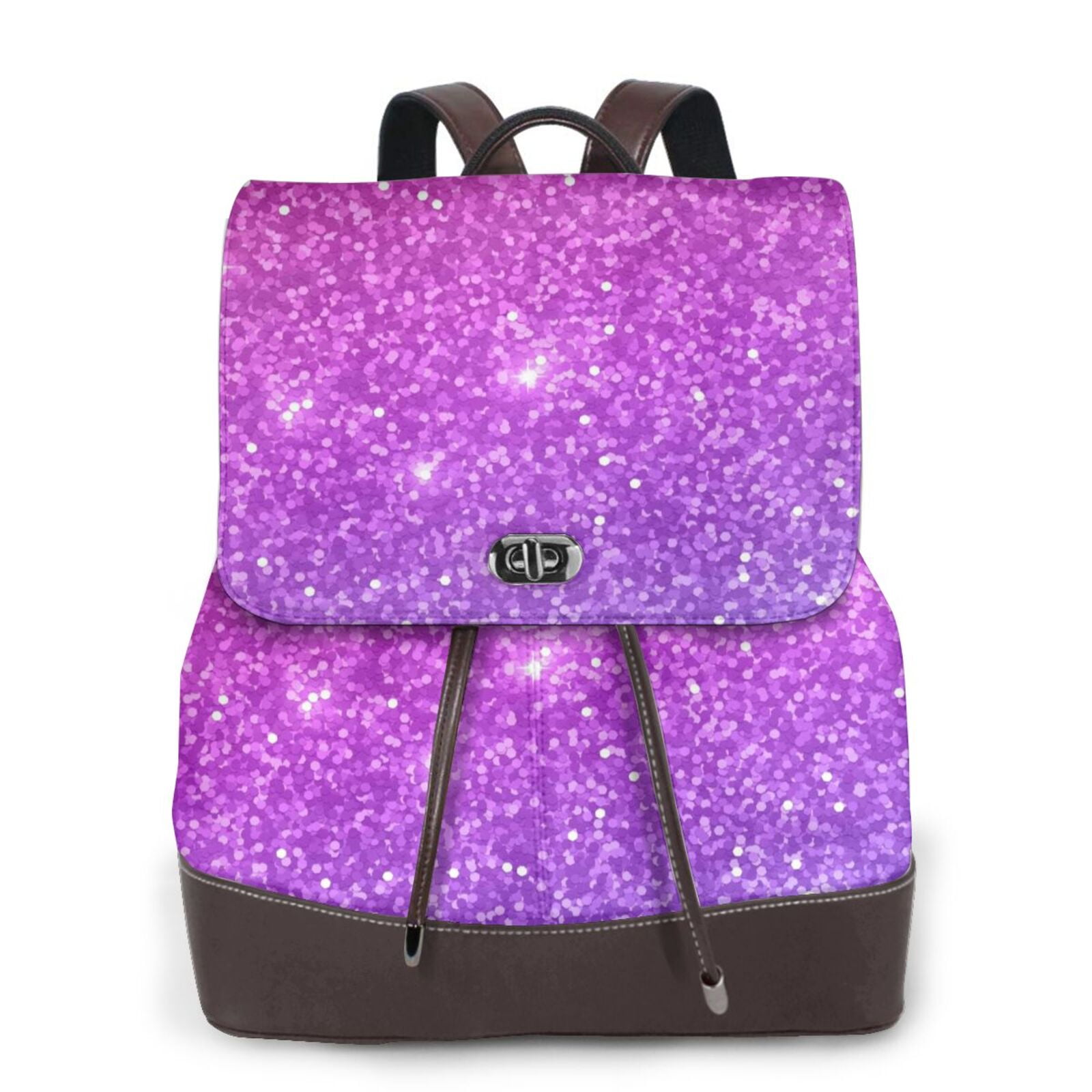 Uemuo Purple Glitter for Backpack Purse for Women Large Capacity ...