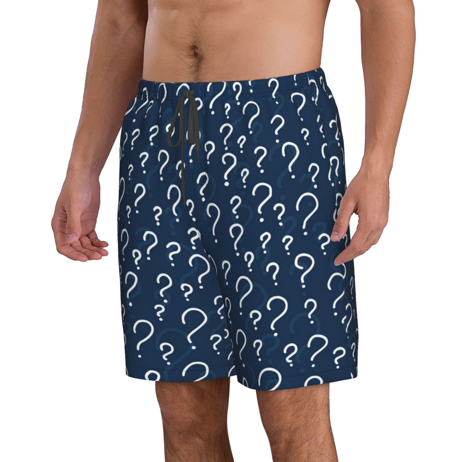 Uemuo Question Marks Pattern Men's Swim Trunks Hawaiian Beach Bathing ...