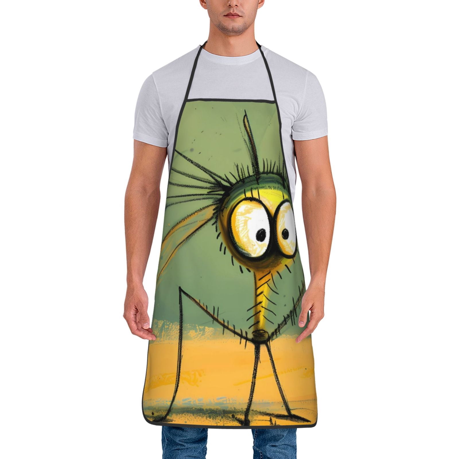 Uemuo Quirky Cartoon 123 Printed Bib Apron, Adjustable , Water and Oil ...