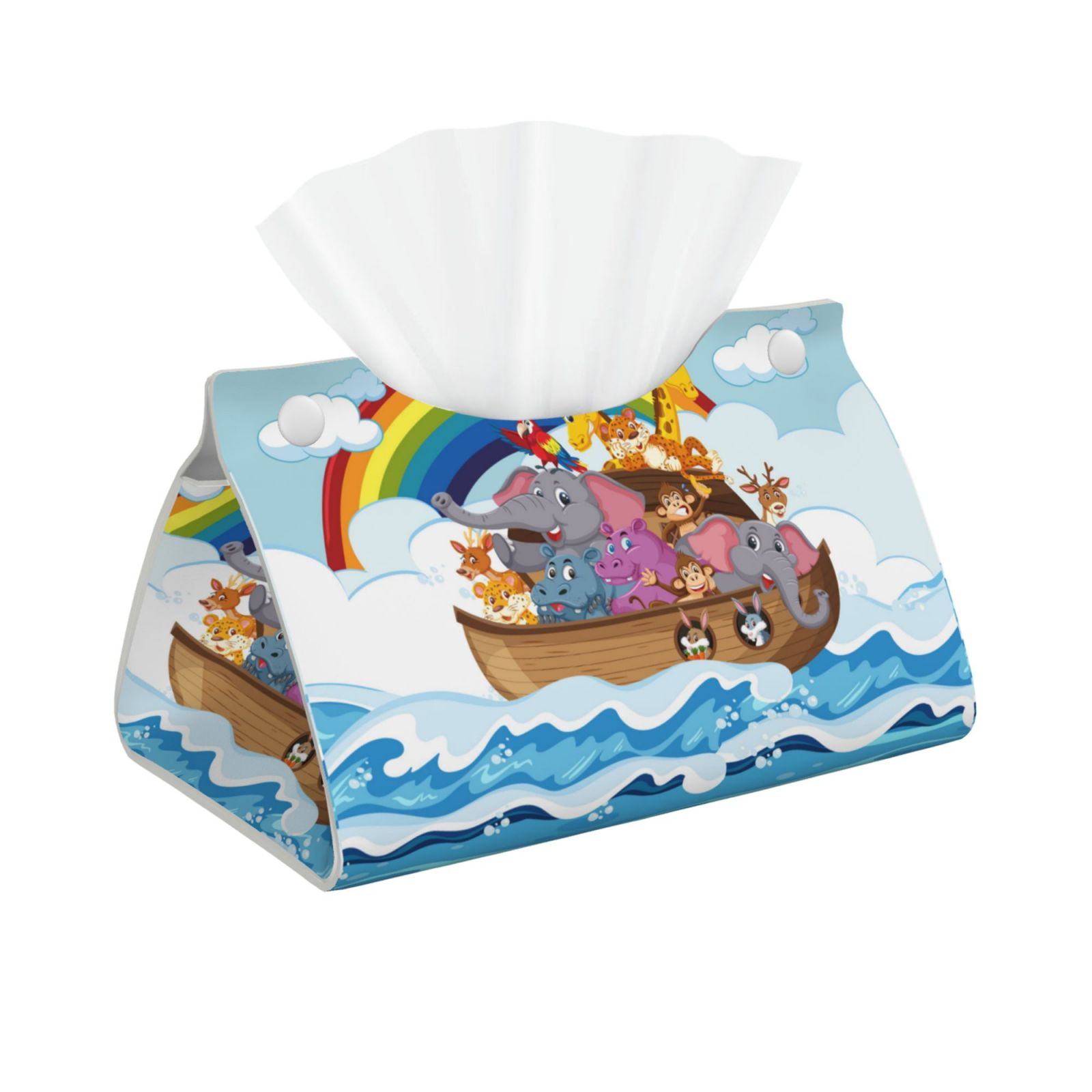 Uemuo Rainbow Animals on Noah's Ark Pattern Tissue Box Cover Holder ...