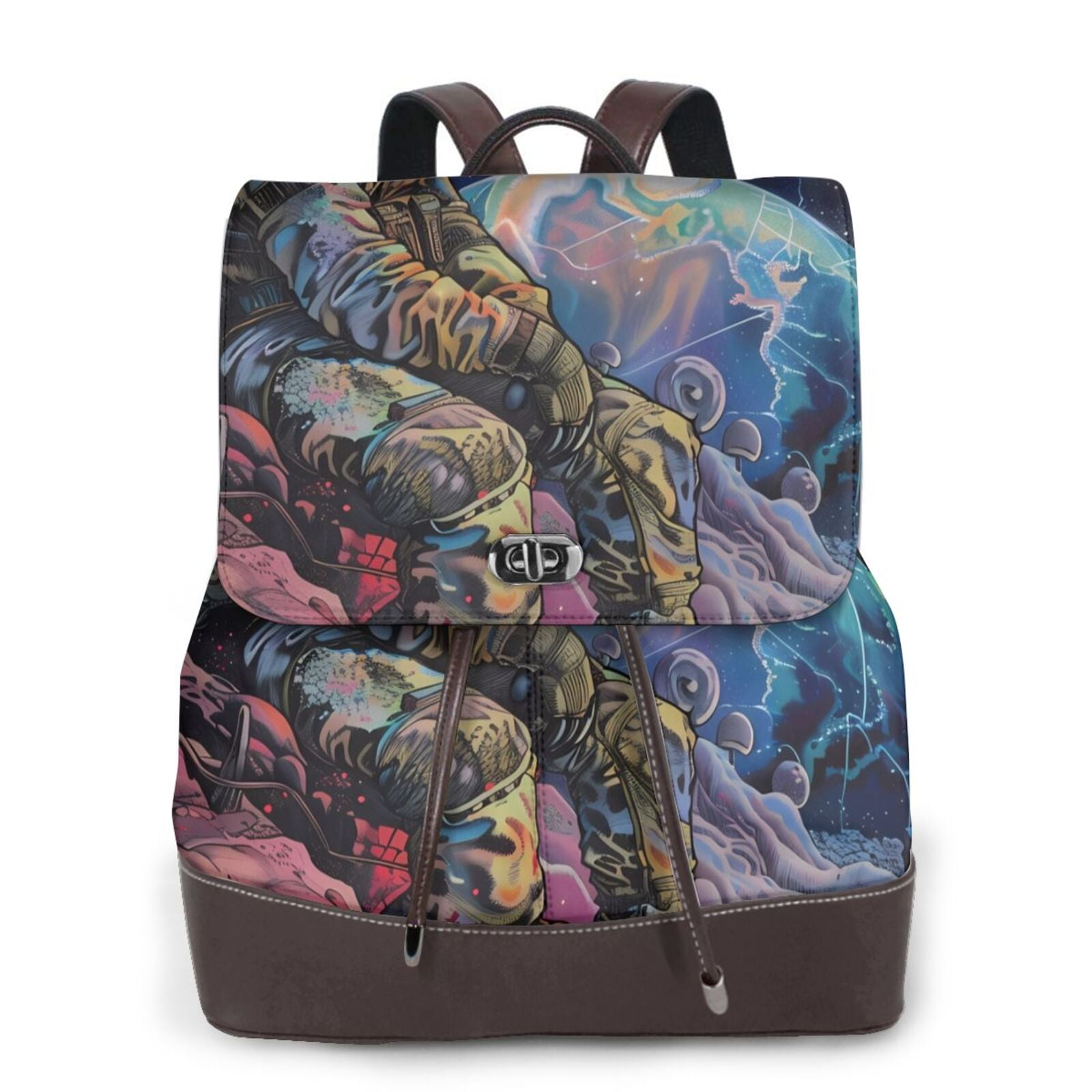 Uemuo Rainbow Astronaut Space Landscape for Backpack Purse for Women ...